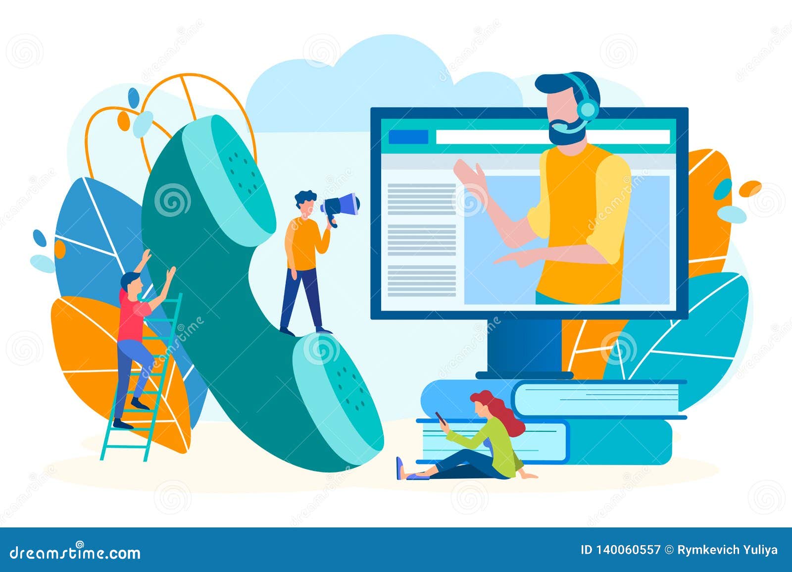 Teamwork Customer Service, Hotline, Helpline Stock Vector ...