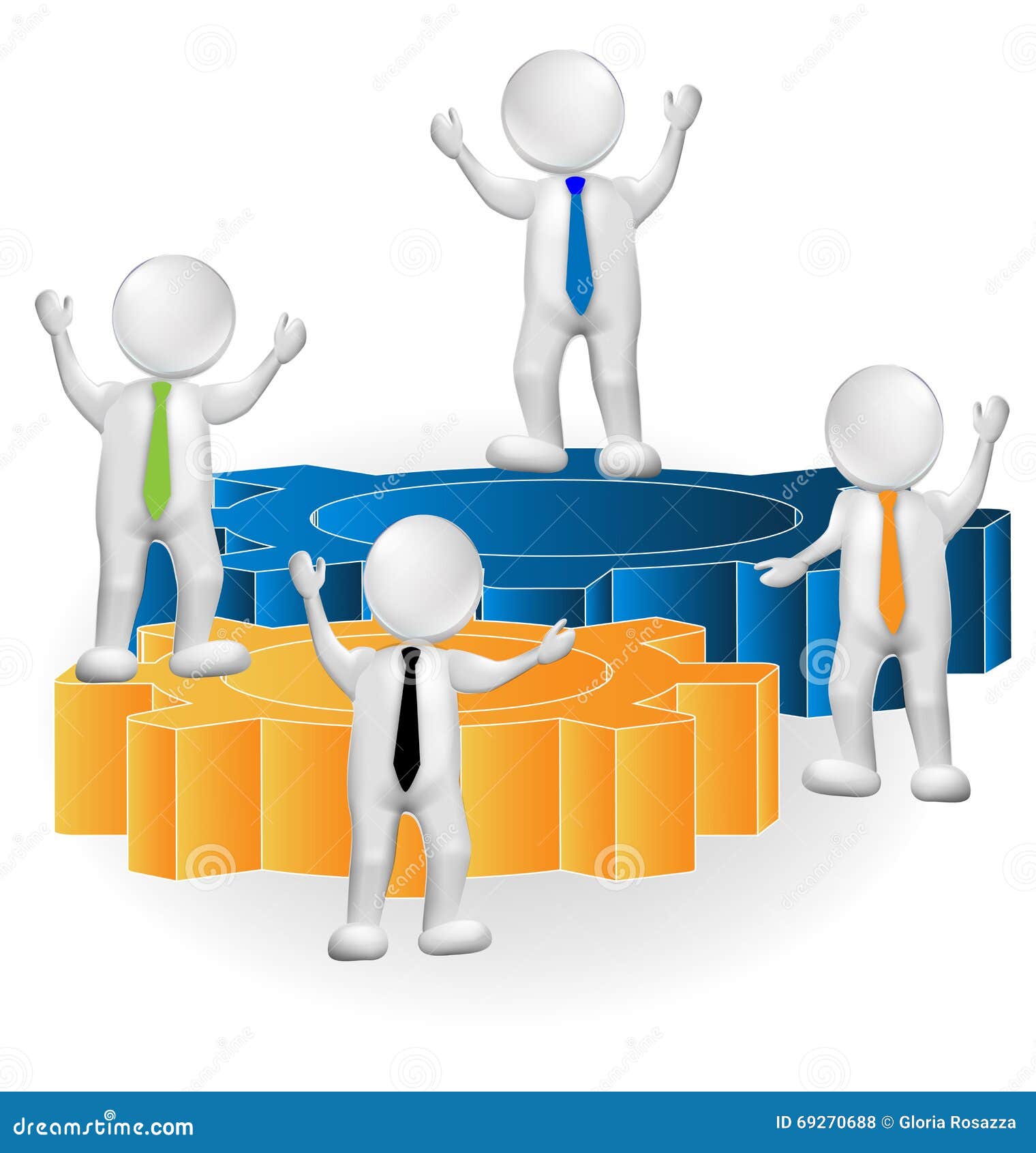Teamwork 3D people leaders stock illustration. Illustration of ...