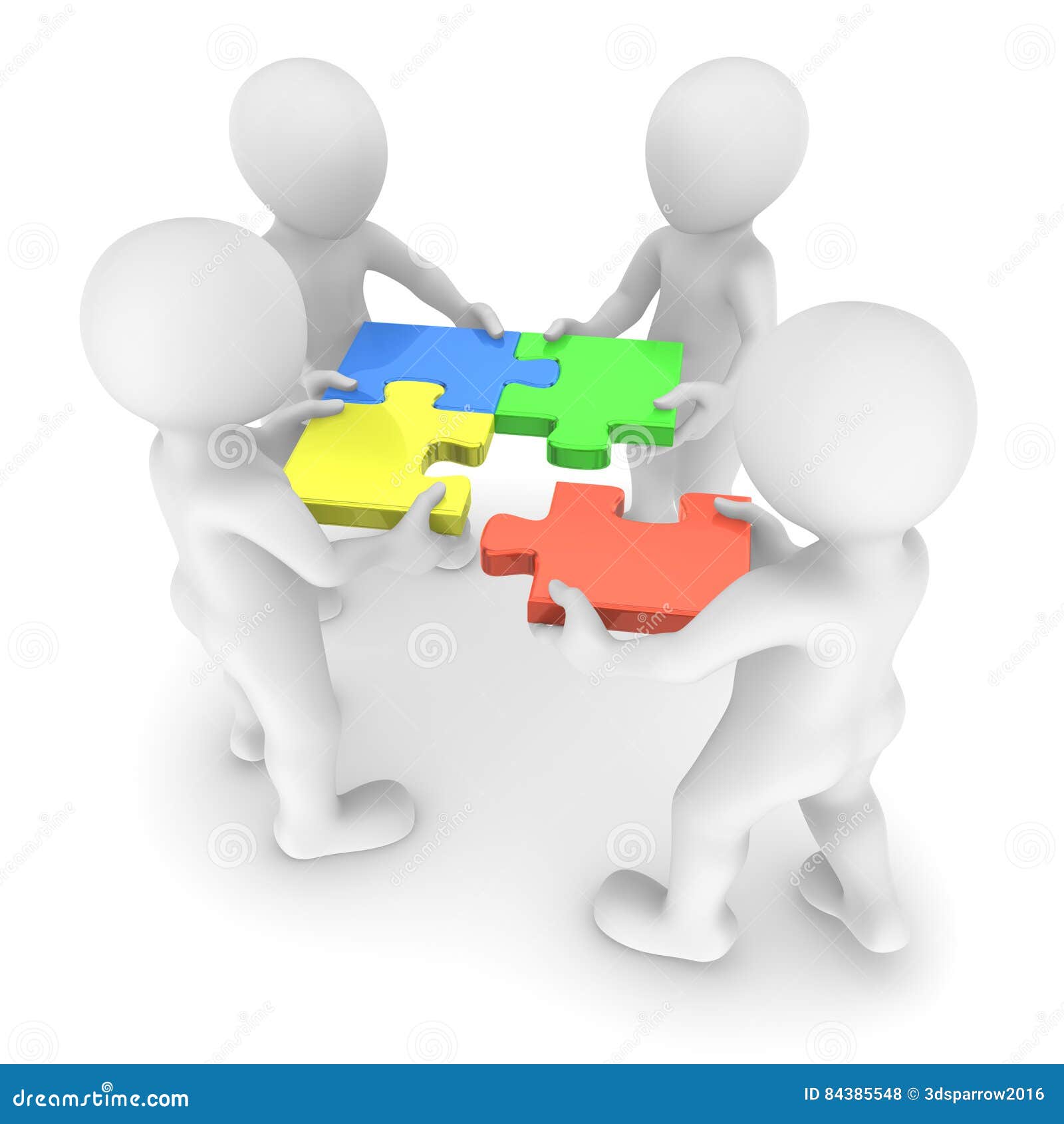Teamwork and 3d puzzle stock illustration. Illustration of work - 84385548