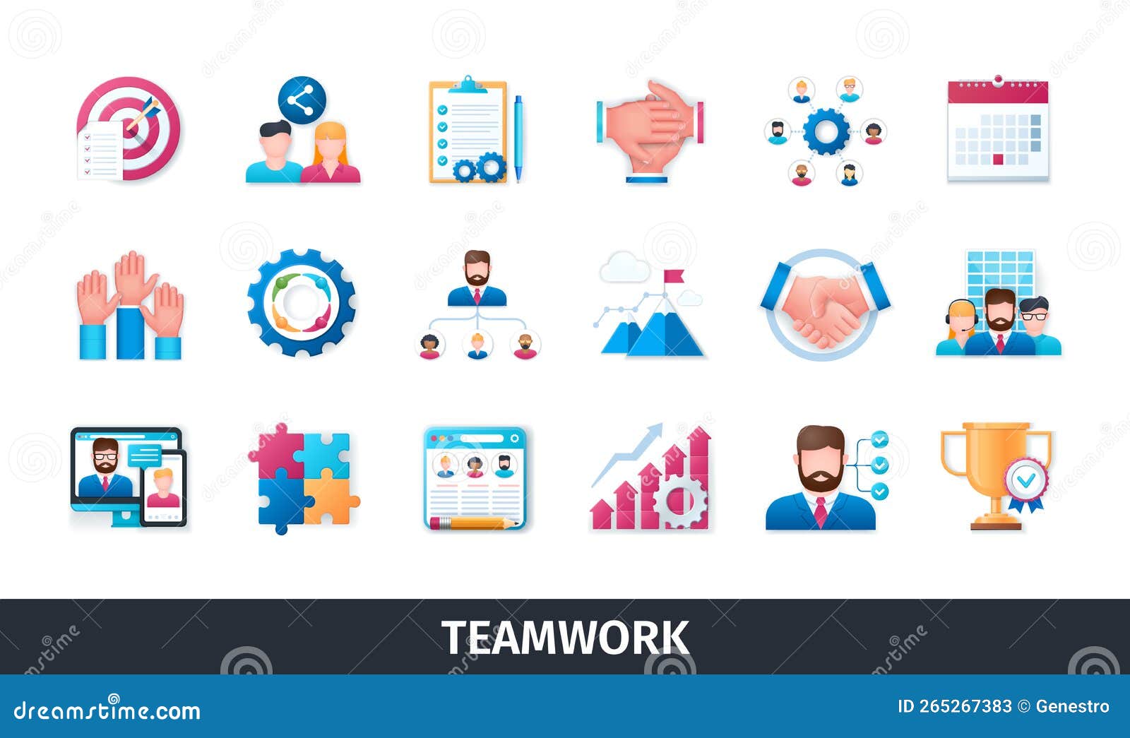 Teamwork 3d Vector Icon Set Stock Illustration - Illustration of goals ...
