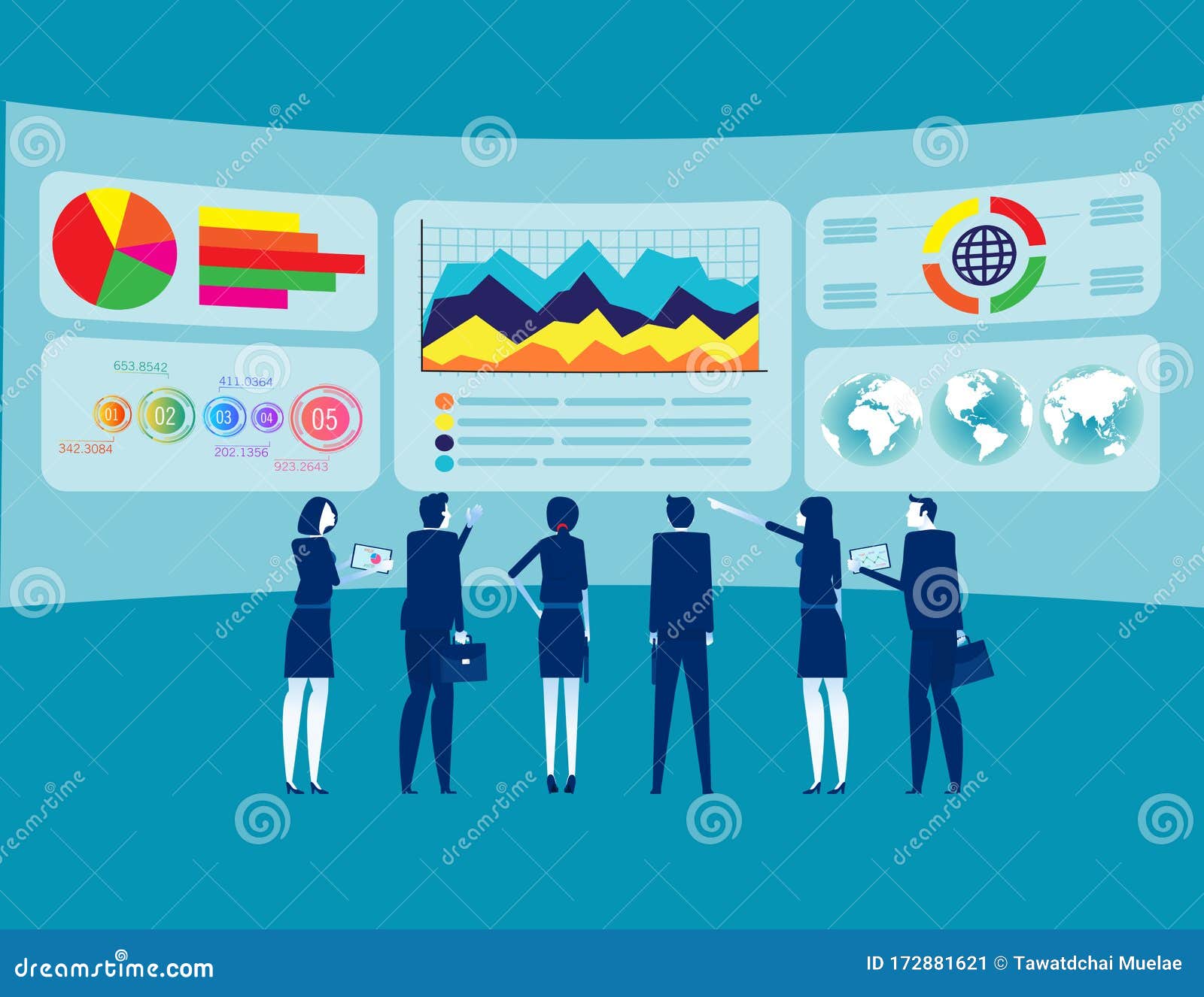Teamwork and Data Analysis. Concept Business Delineation Vector ... Teamwork and Data Analysis. Concept Business Delineation Vector ...