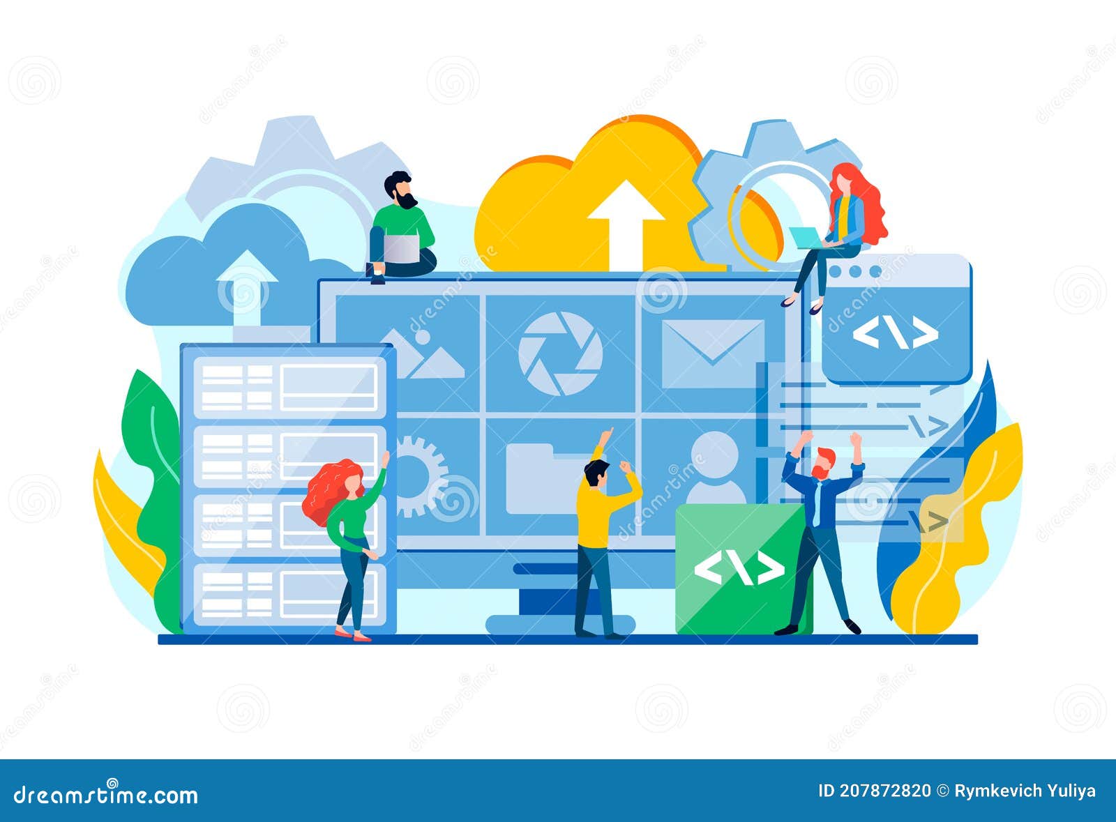 Teamwork Data management stock vector. Illustration of management ...