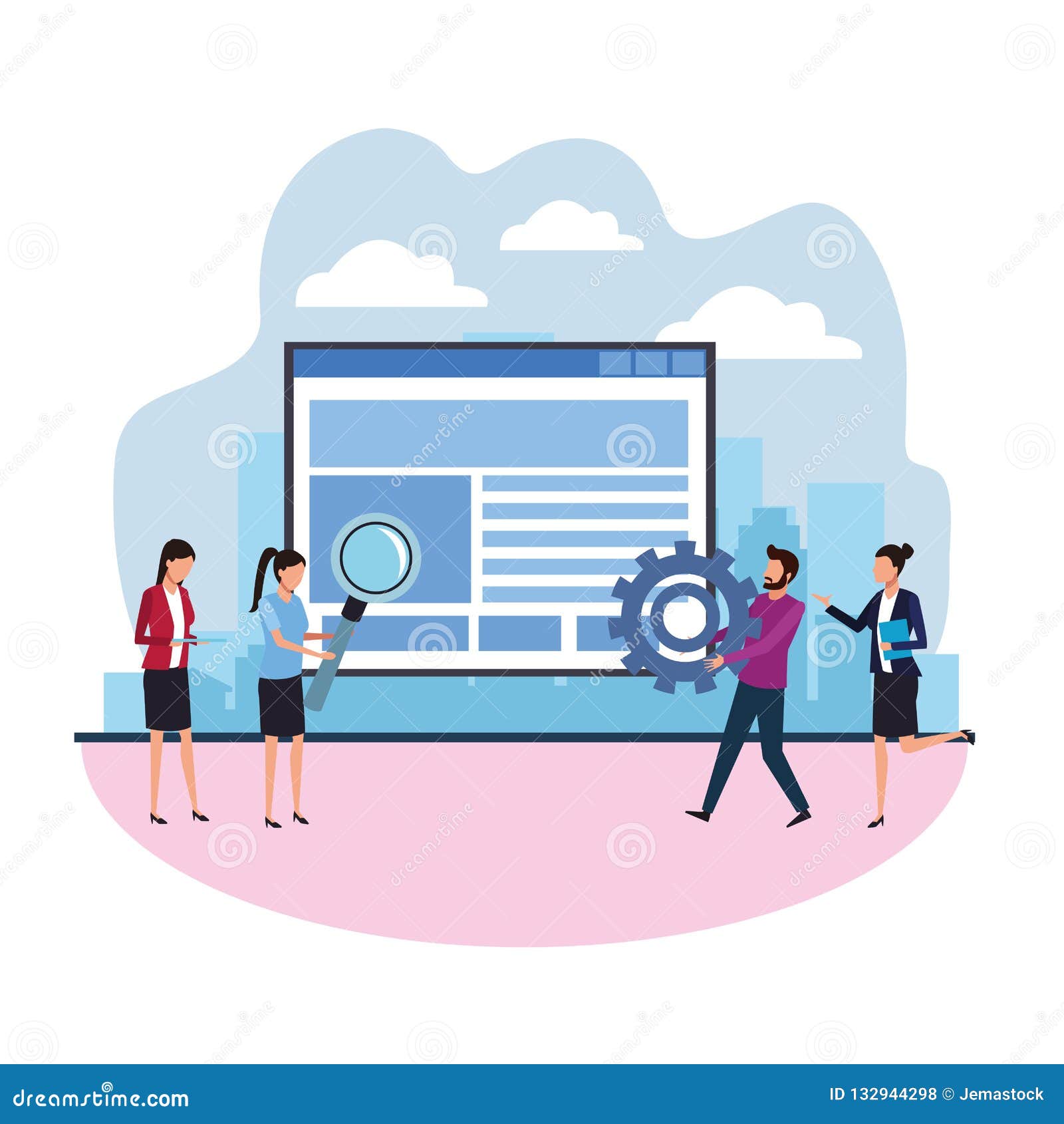 Teamwork data research stock vector. Illustration of strategy - 132944298