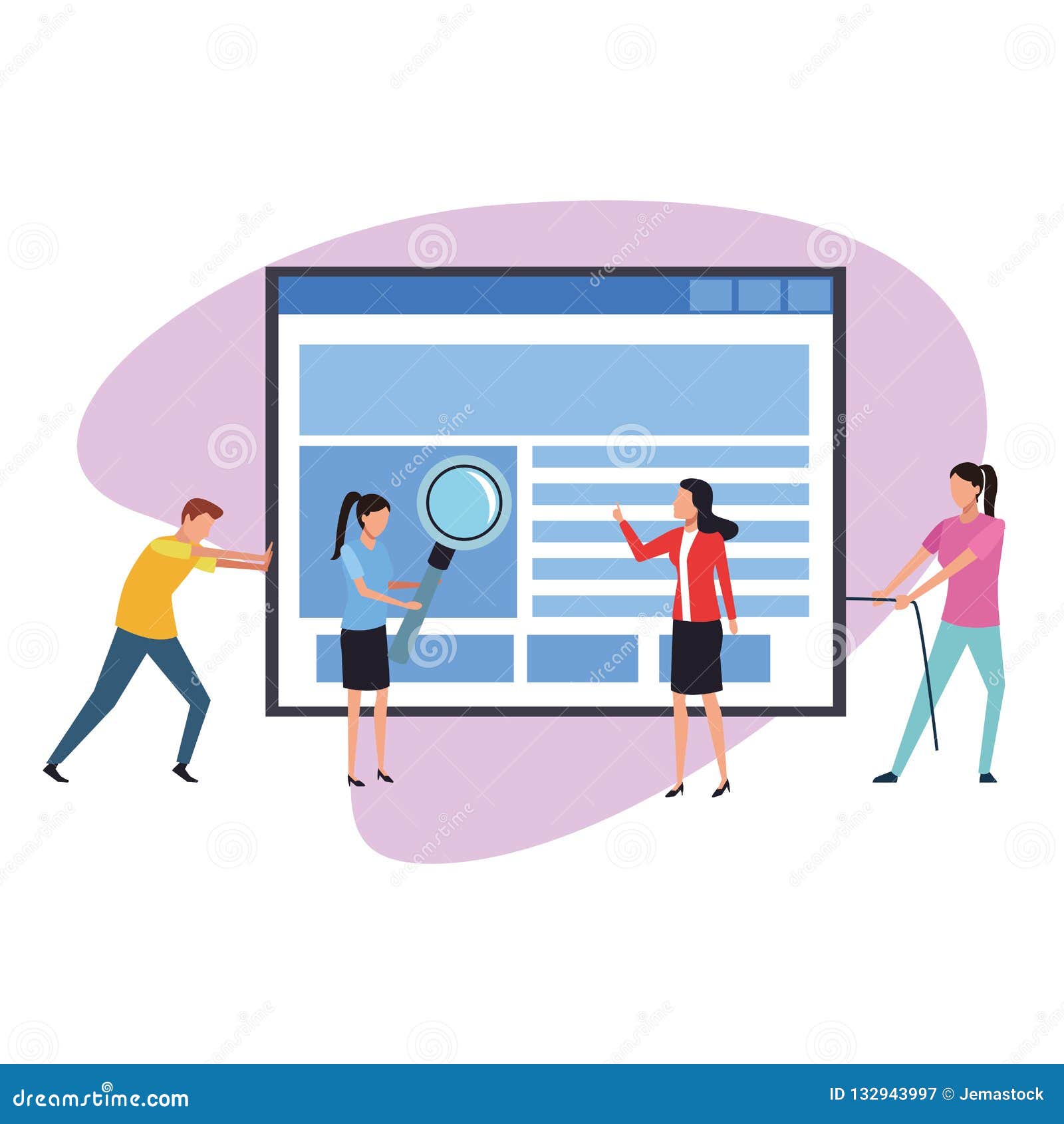 Teamwork data research stock vector. Illustration of office - 132943997