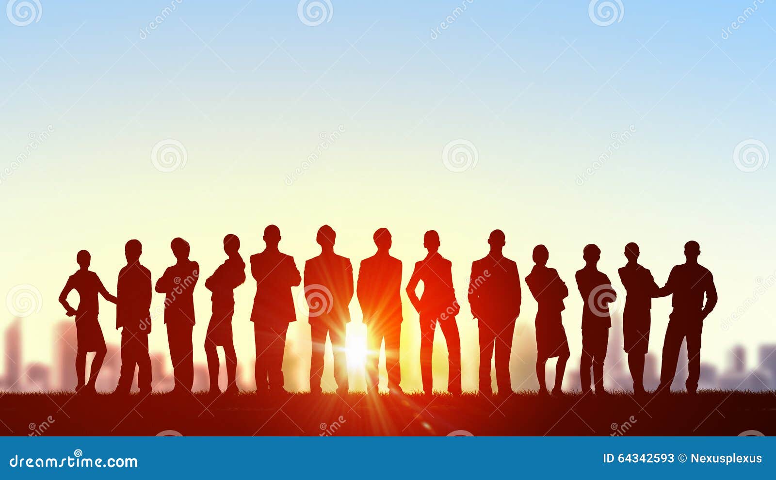 Teamwork on Dawn Background Stock Image - Image of profession, people ...