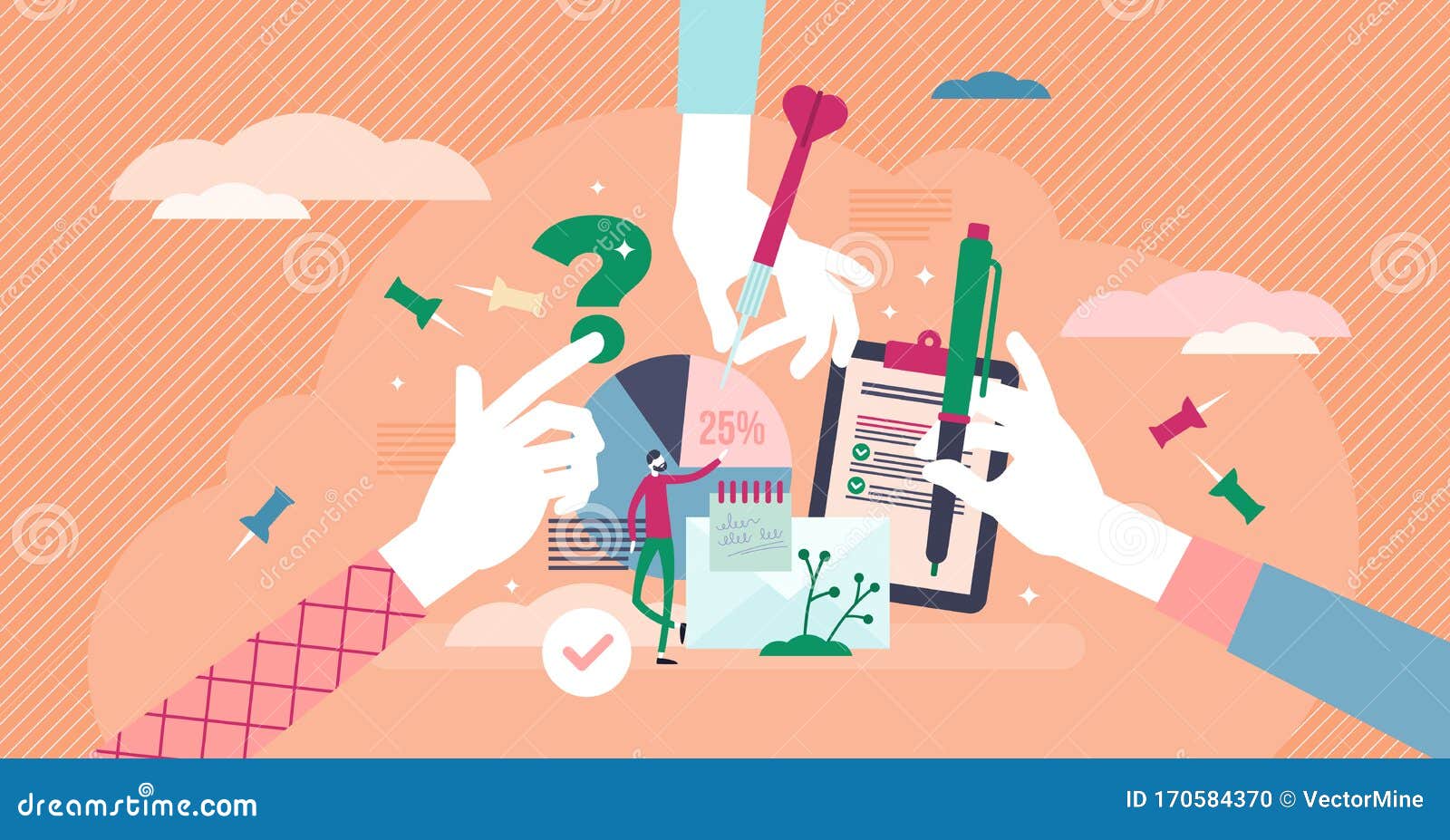 Teamwork Dealing with Common Tasks Concept, Tiny Person Vector ...