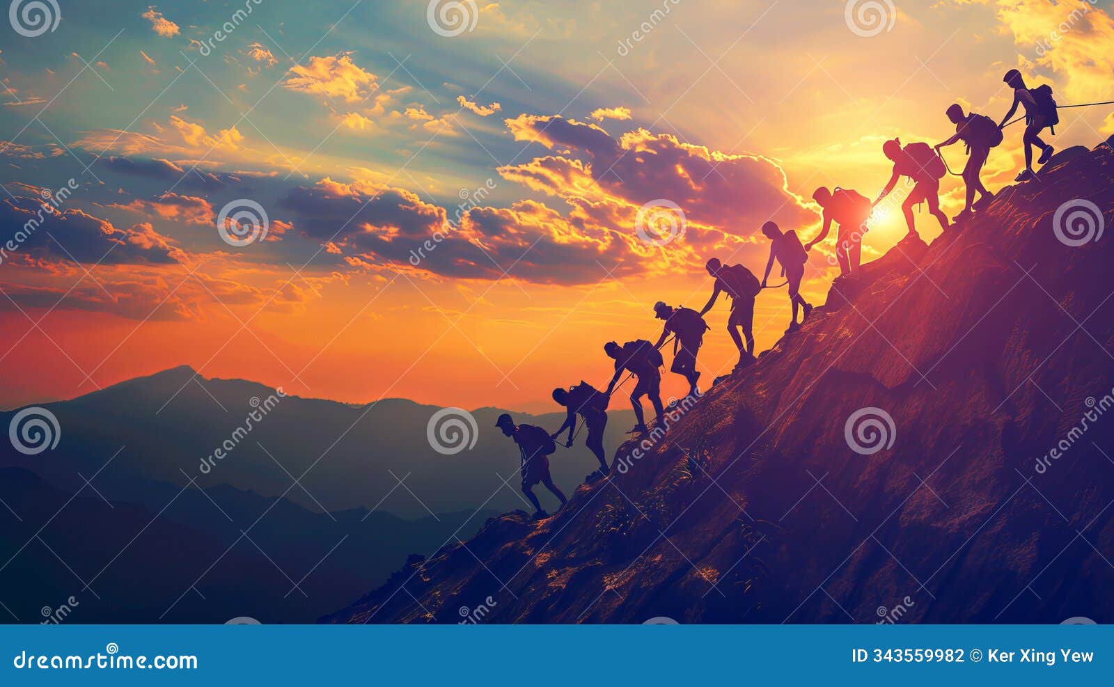 Teamwork and Dedication Essential for Surpassing Targets Stock Illustration - Illustration of ...