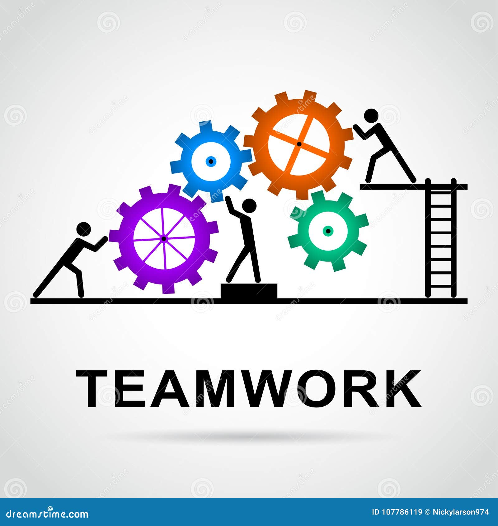 Teamwork Design with Colorful Wheels Stock Vector - Illustration of ...