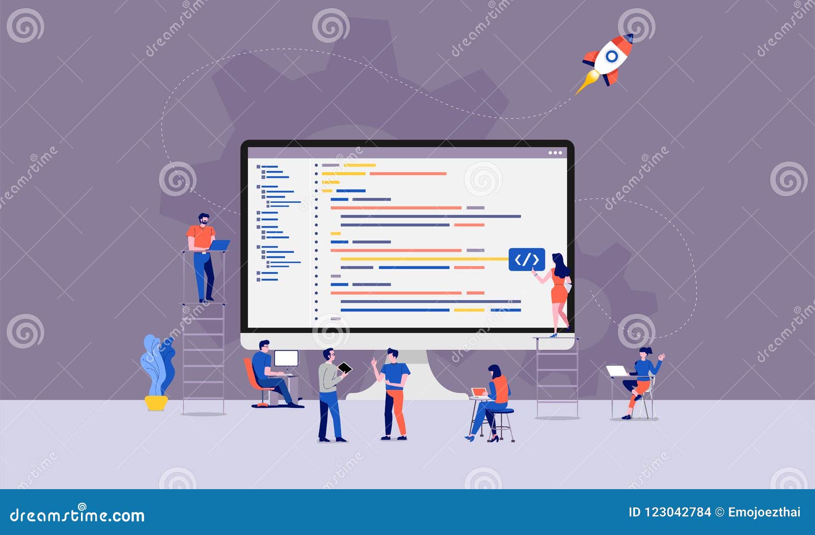 Teamwork Developer Programmer Stock Vector - Illustration of ...