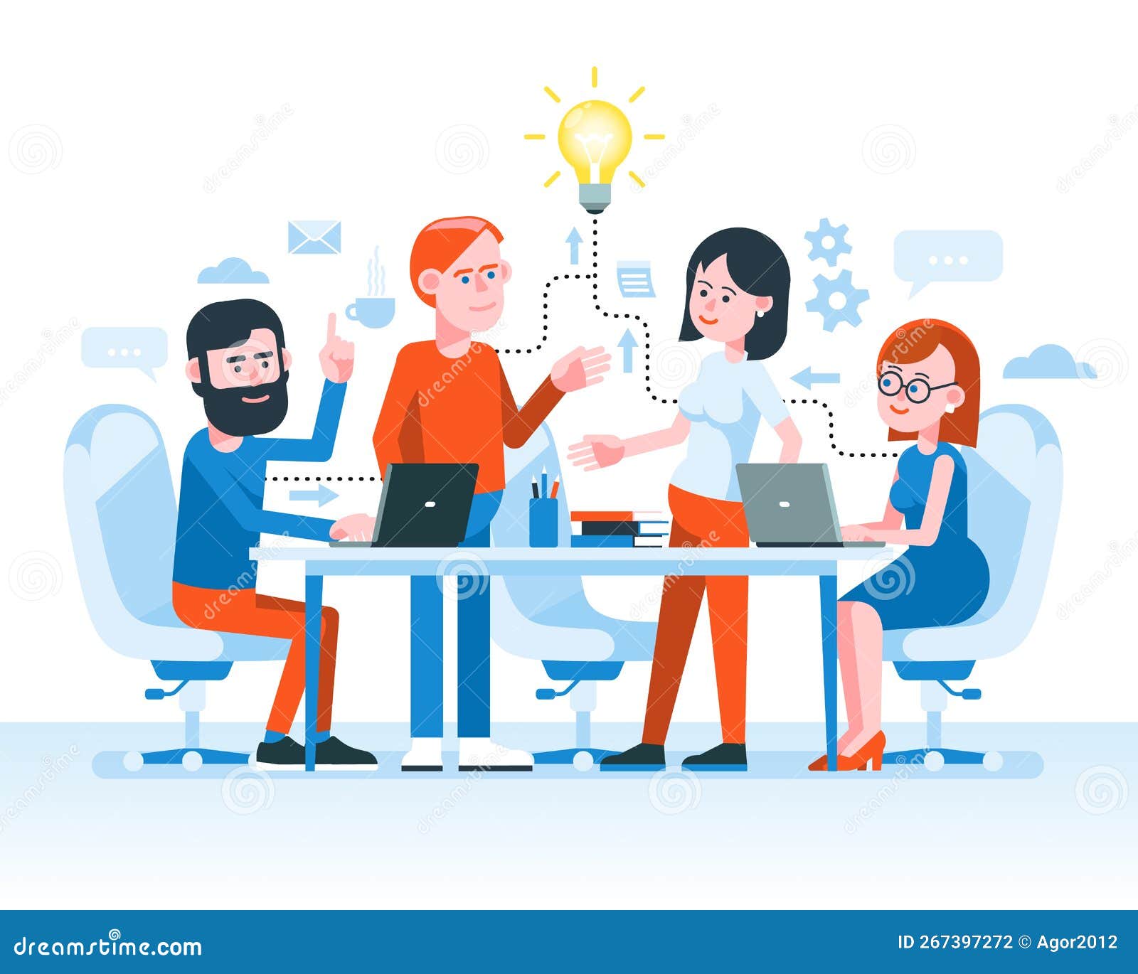 Teamwork of Developers on an Innovative Project. Stock Vector - Illustration of employee, worker ...