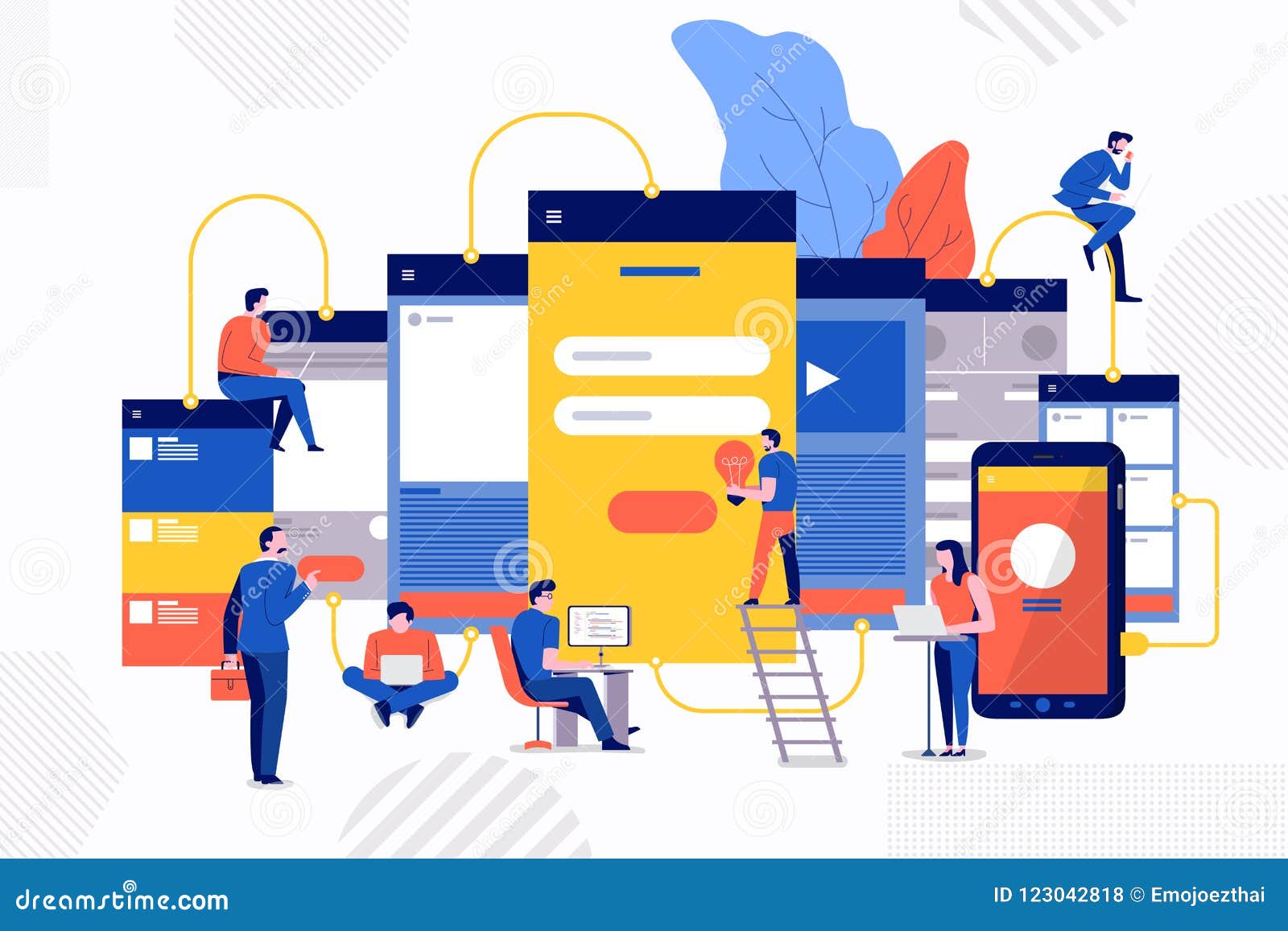 Teamwork Development Website Stock Vector - Illustration of page ...