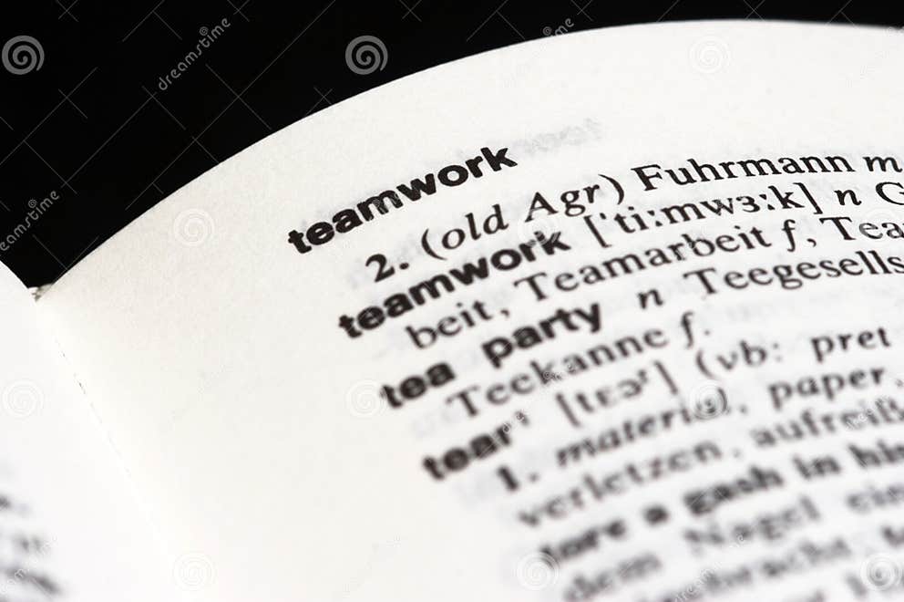 Teamwork in dictionary stock image. Image of notebook - 1797483
