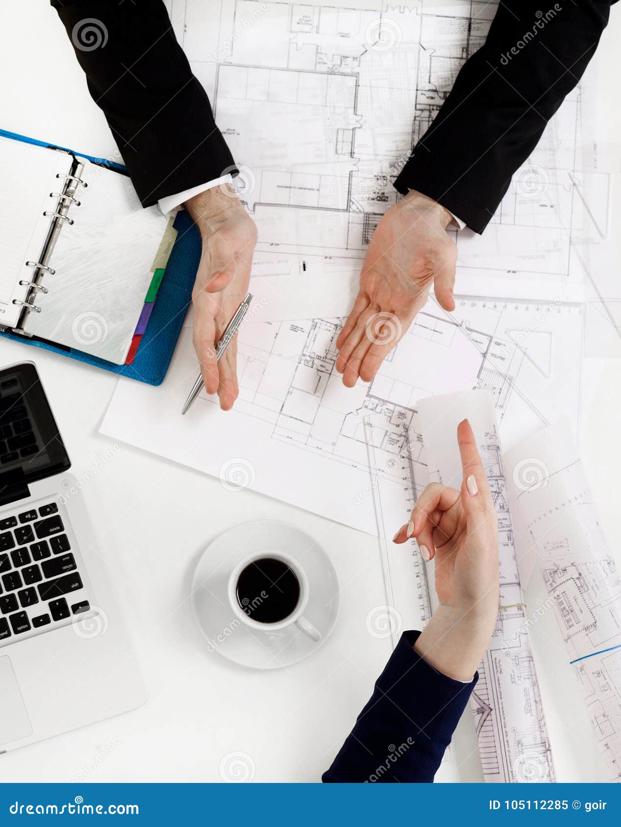 Project Discussion Concept from Above Stock Image - Image of blueprint ...