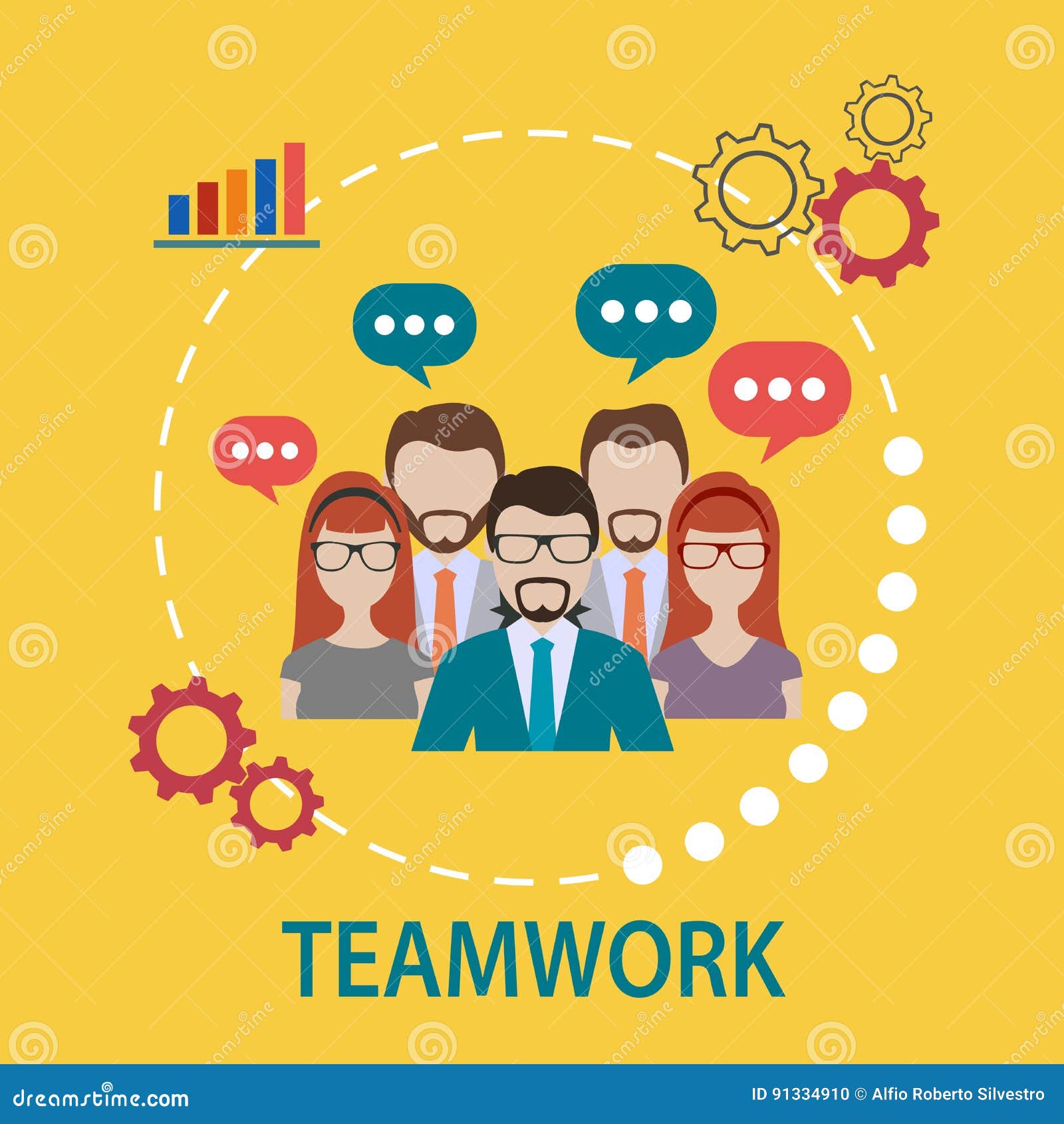 Teamwork Discussion Concept Stock Vector - Illustration of company ...