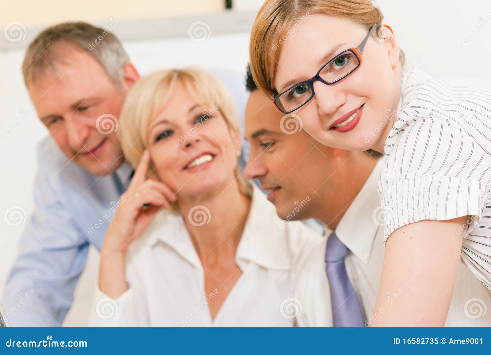 Teamwork - Discussion in the Office Stock Image - Image of four, office ...
