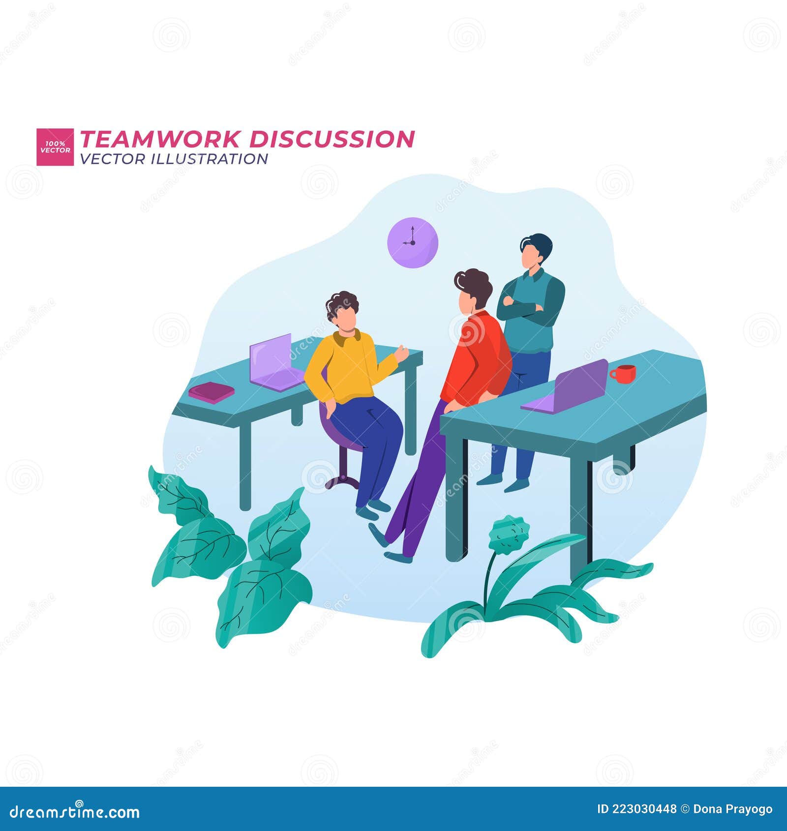 Teamwork Discussion People Flat Illustration Stock Illustration ...