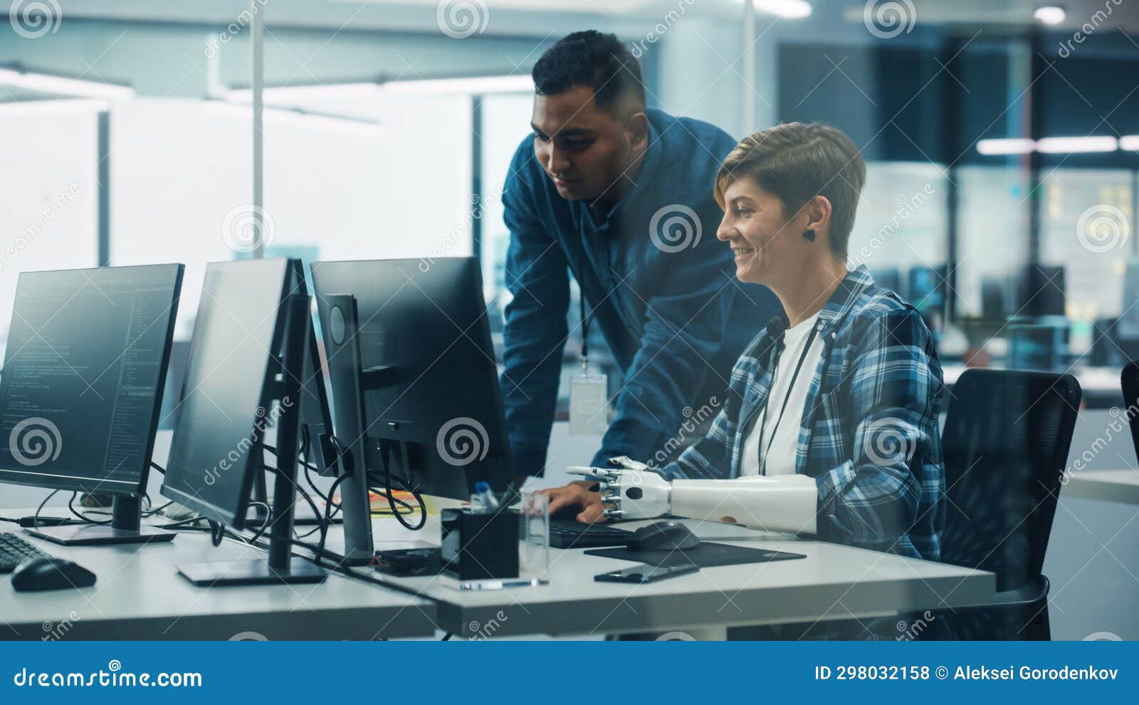 Teamwork in Diverse Inclusive Office: Project Manager Talks with Woman ...