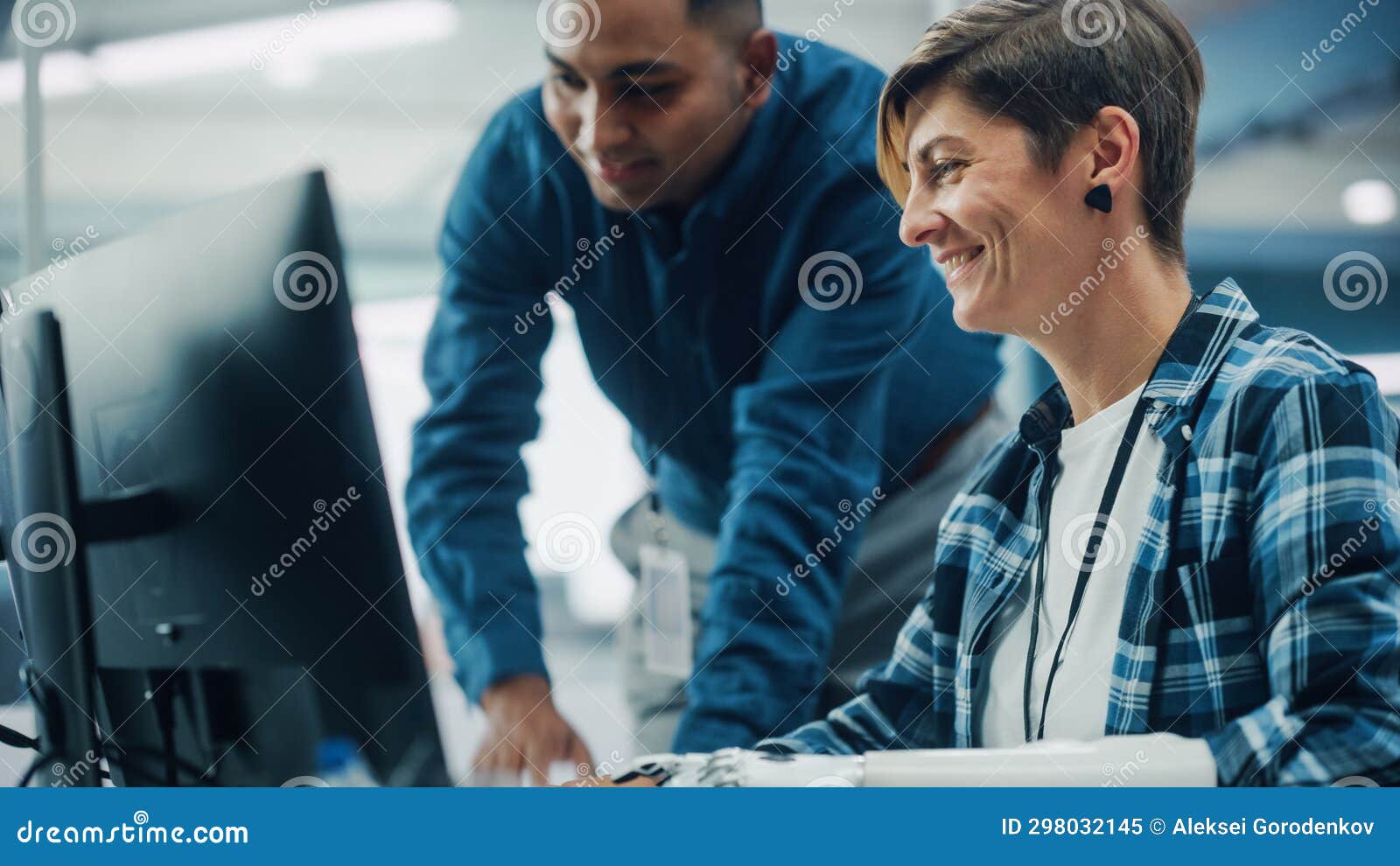 Teamwork in Diverse Office: Smiling Project Manager Talks with Happy ...