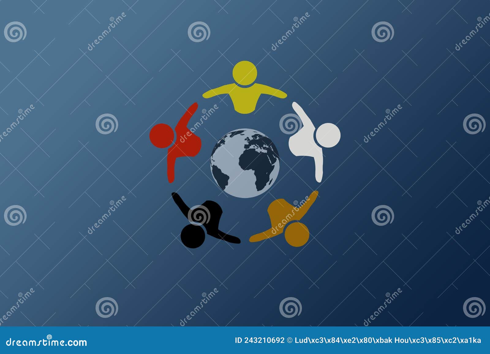 Teamwork and Diversity Concept. Team of People with Globe in the Center ...