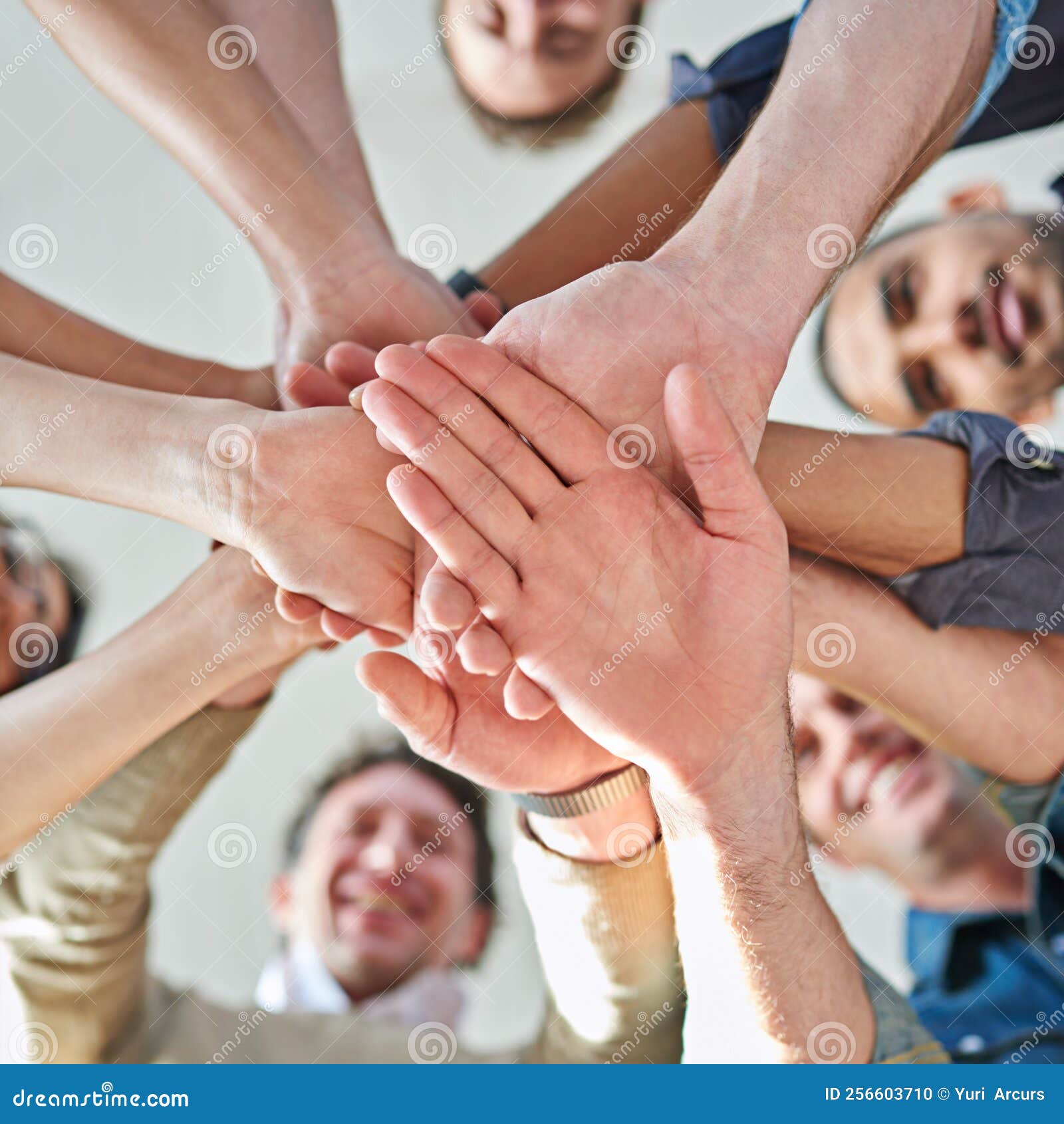 Teamwork Divides the Task and Multiplies the Success. Low Angle Shot of ...