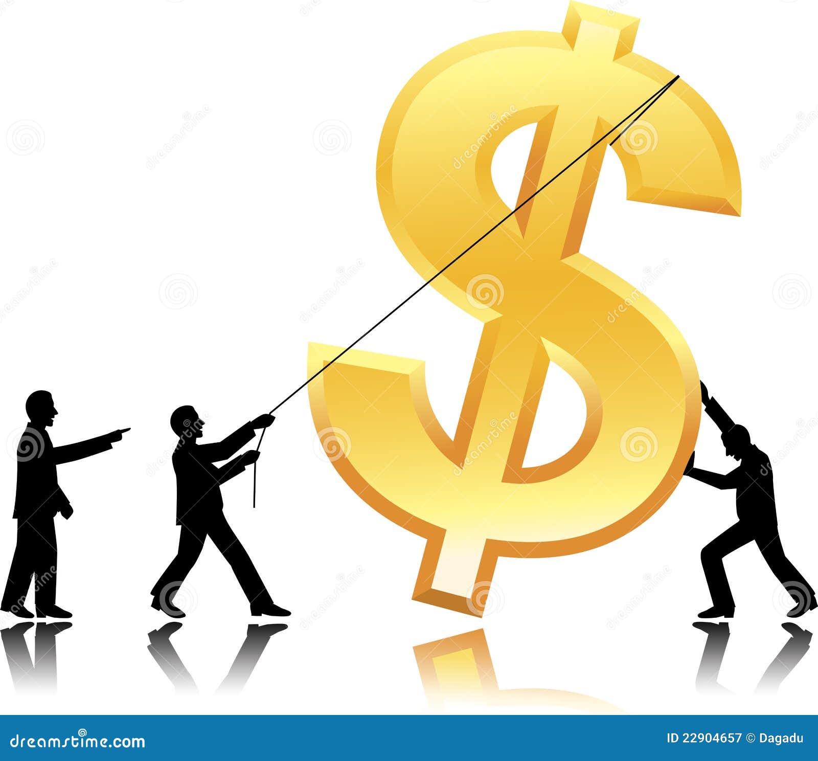 Teamwork with Dollar Currency Stock Vector - Illustration of onwards ...