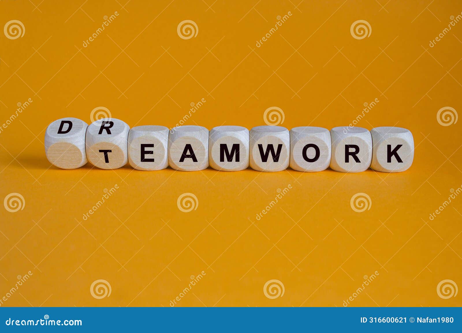Teamwork and Dream Work Symbol. Turned Wooden Cubes and Changes the ...
