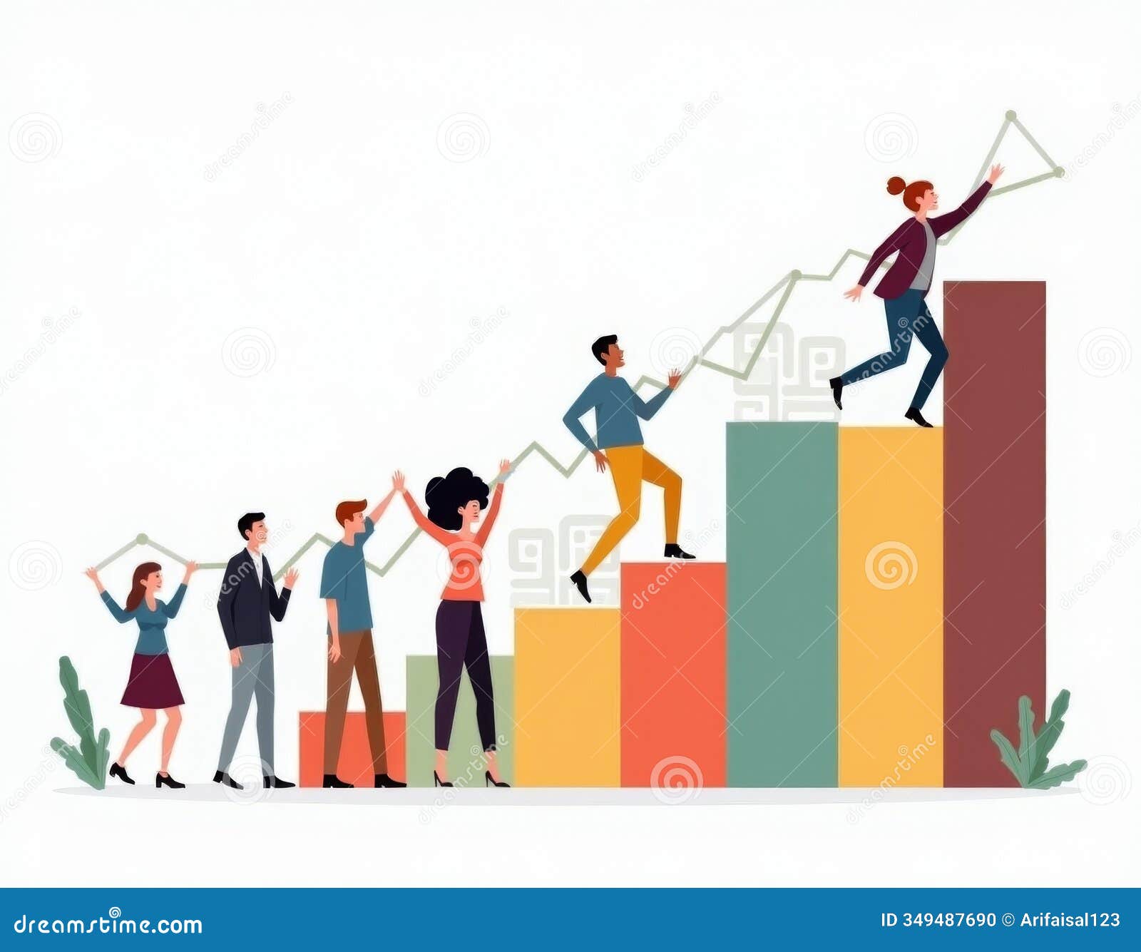 Teamwork Driving Growth and Progress on a Rising Chart, AI-Generated ...