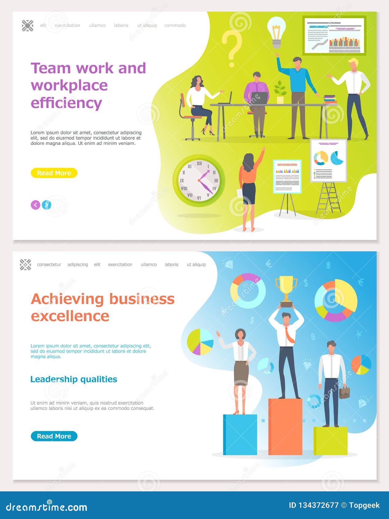 Teamwork Efficiency, People with Awards for Work Stock Vector ...