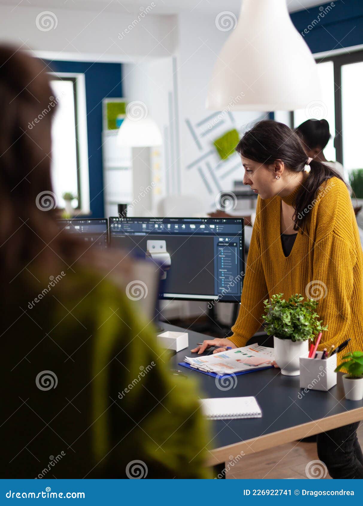 Teamwork Engineer Architects Working on Modern Cad Program Stock Image ...