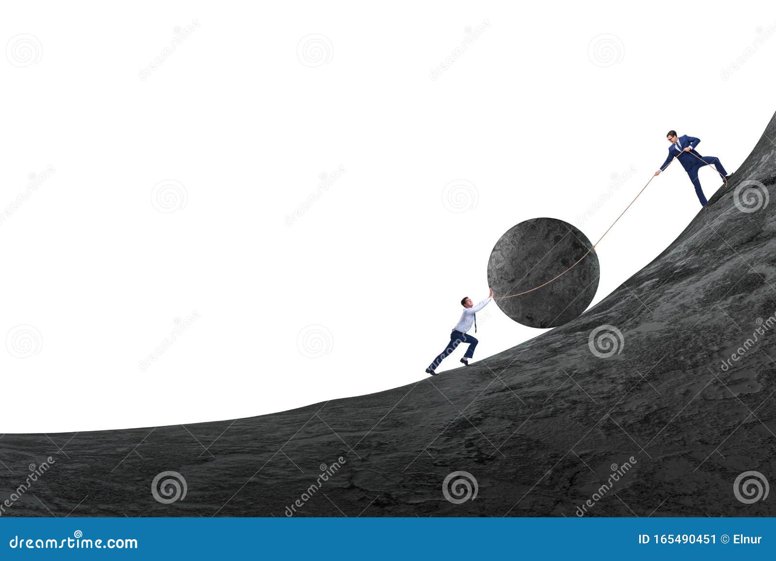 Teamwork Example with Business People Pushing Stone To Top Stock Image ...