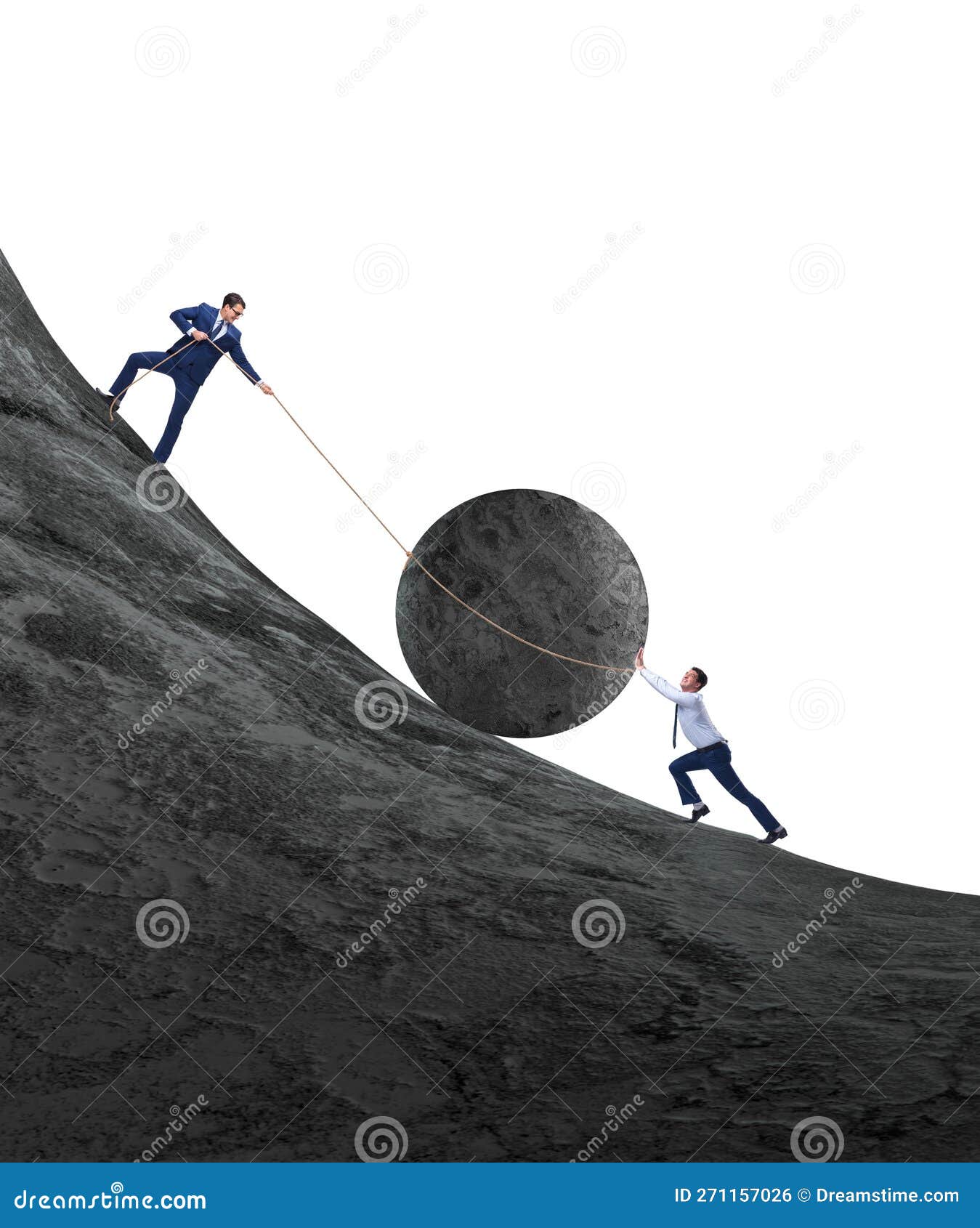 Man Pushing Rock Up Hill