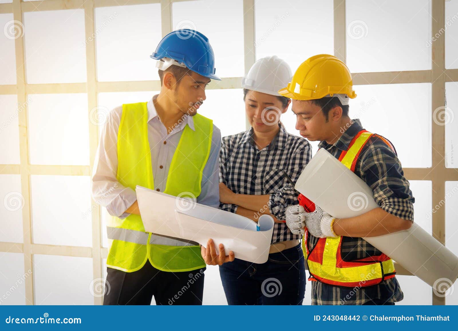 Group of Engineers Working Team Smart Standing Engineer Worker Stock ...