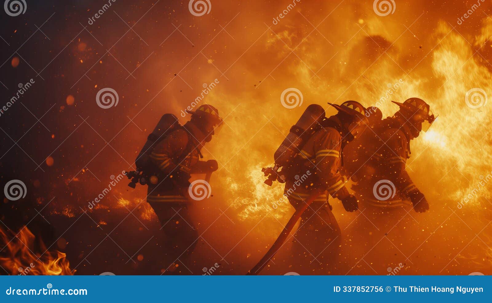 Teamwork in fire stock photo. Image of fighter, service - 337852756