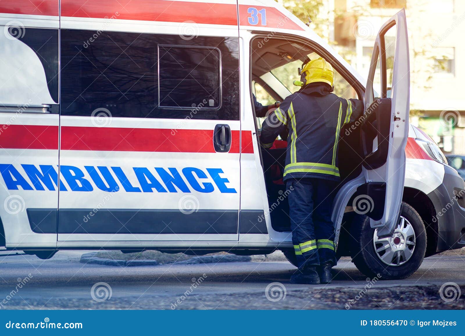 Teamwork Firefighters and Ambulance Team. Successfully Completed Work ...