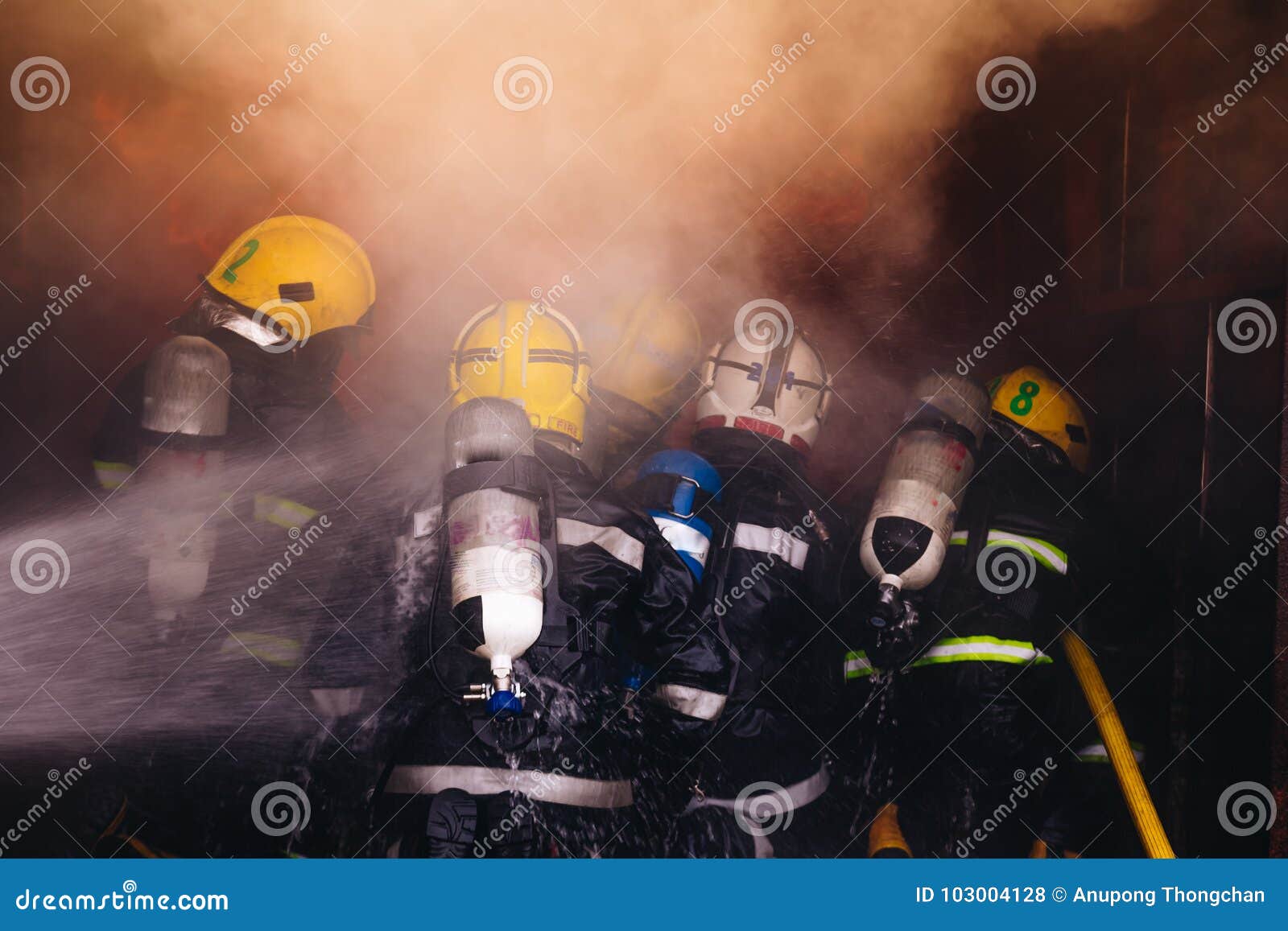 Teamwork of Firefighters Training Stock Photo - Image of energy ...