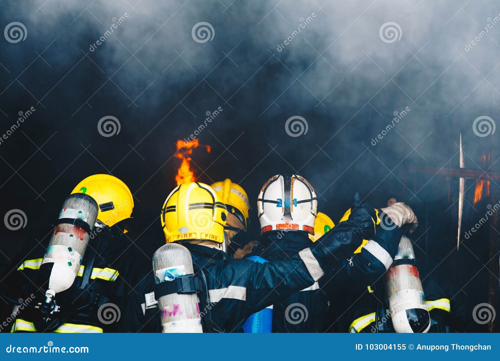 Teamwork of Firefighters Training Stock Image - Image of blaze, heat ...