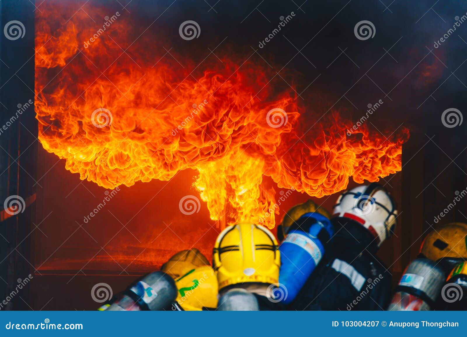 Teamwork of Firefighters Training Stock Image - Image of fighter ...
