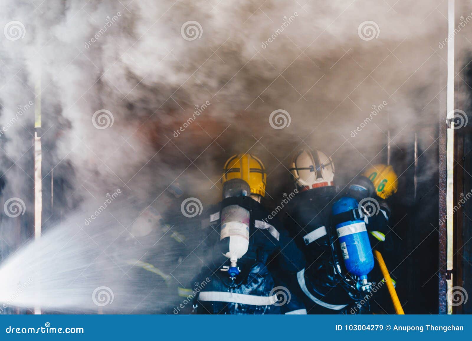 Teamwork of Firefighters Training Stock Image - Image of dangerous ...