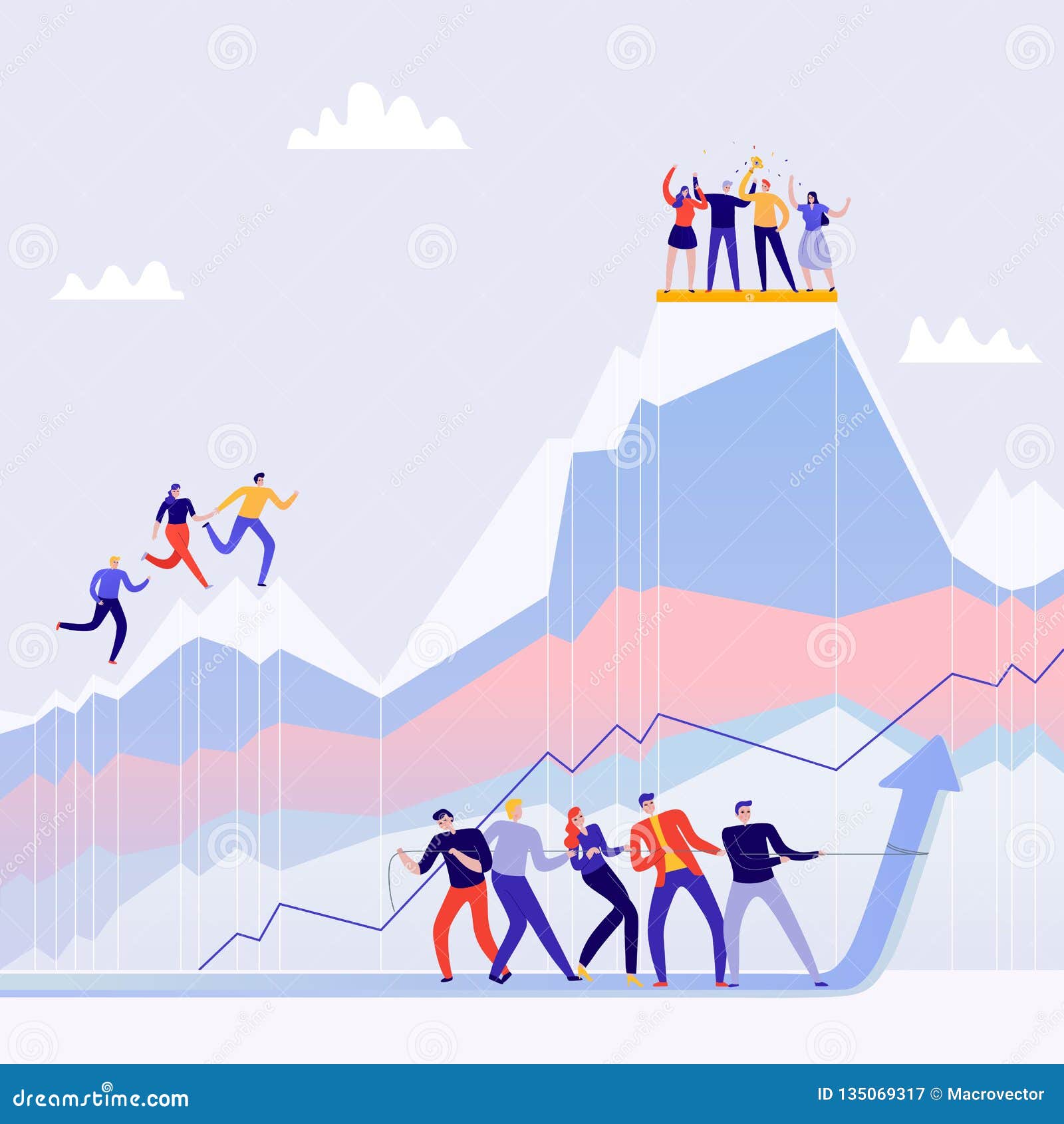 Teamwork Flat Concept stock vector. Illustration of people - 135069317