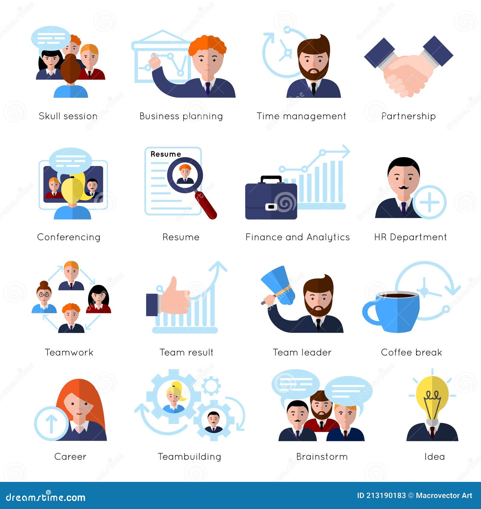 Teamwork Flat Icon Set stock vector. Illustration of manager - 213190183