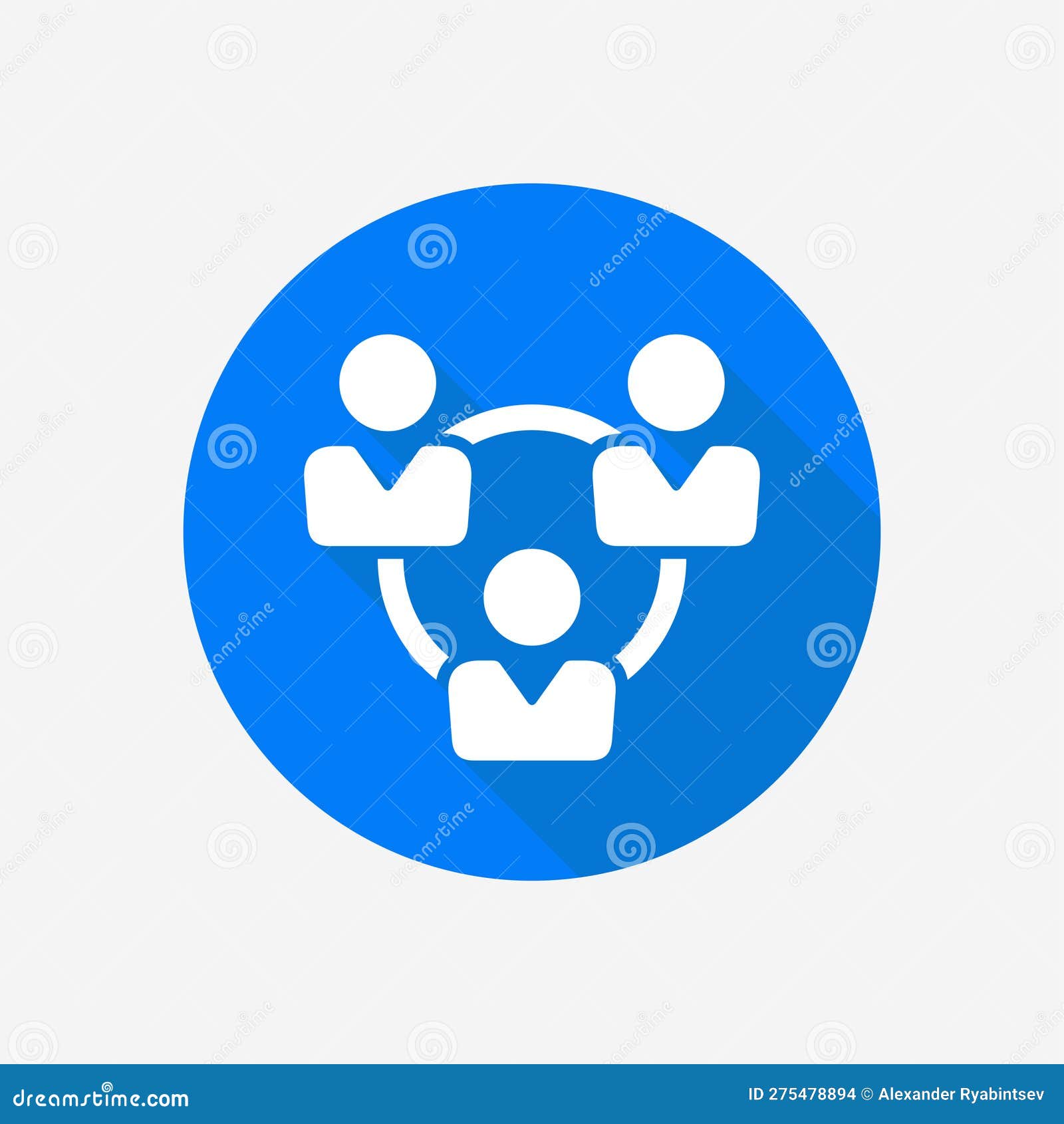 Teamwork Flat Style Vector Icon White Coloured on Blue Circle Stock ...