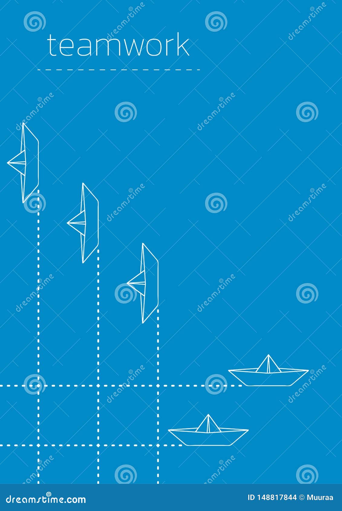 Teamwork with a Folded Paper Boat Stock Vector - Illustration of ...