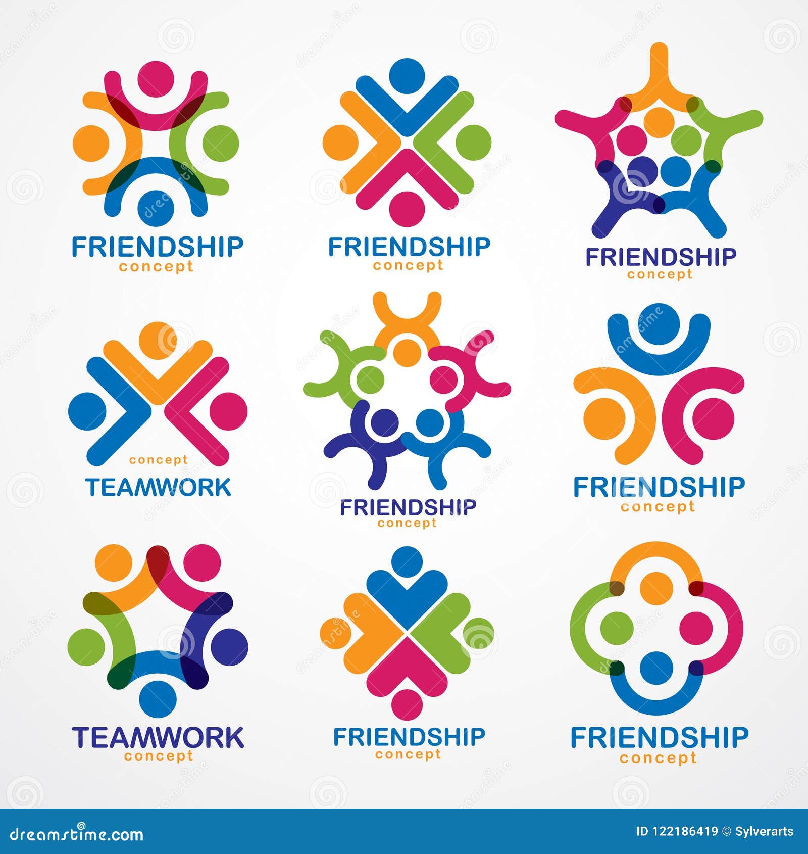 Teamwork and Friendship Concepts Created with Simple Geometric E Stock ...
