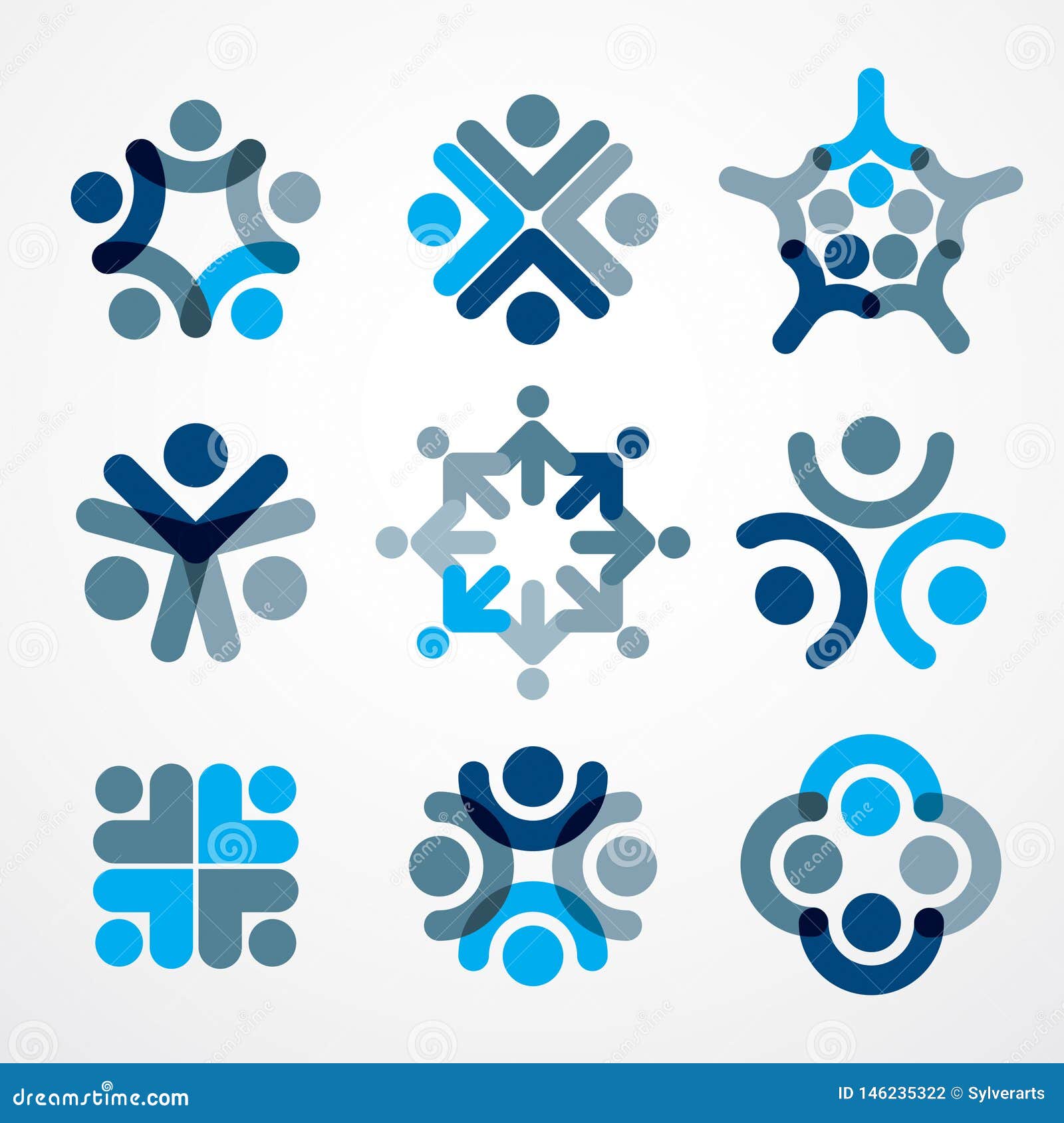 Teamwork and Friendship Concepts Created with Simple Geometric Elements ...