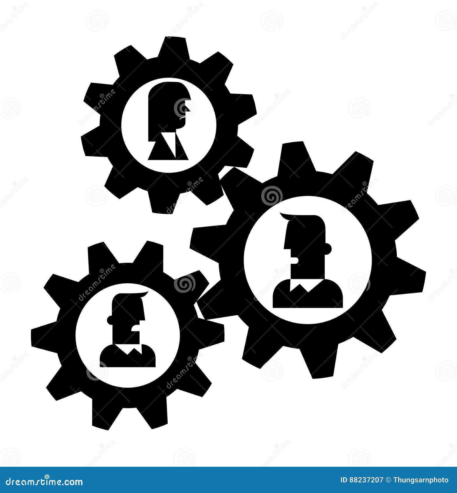 Teamwork Gear Flat Flat Icon Vector Illustration Stock Vector - Illustration of silhouette, icon ...