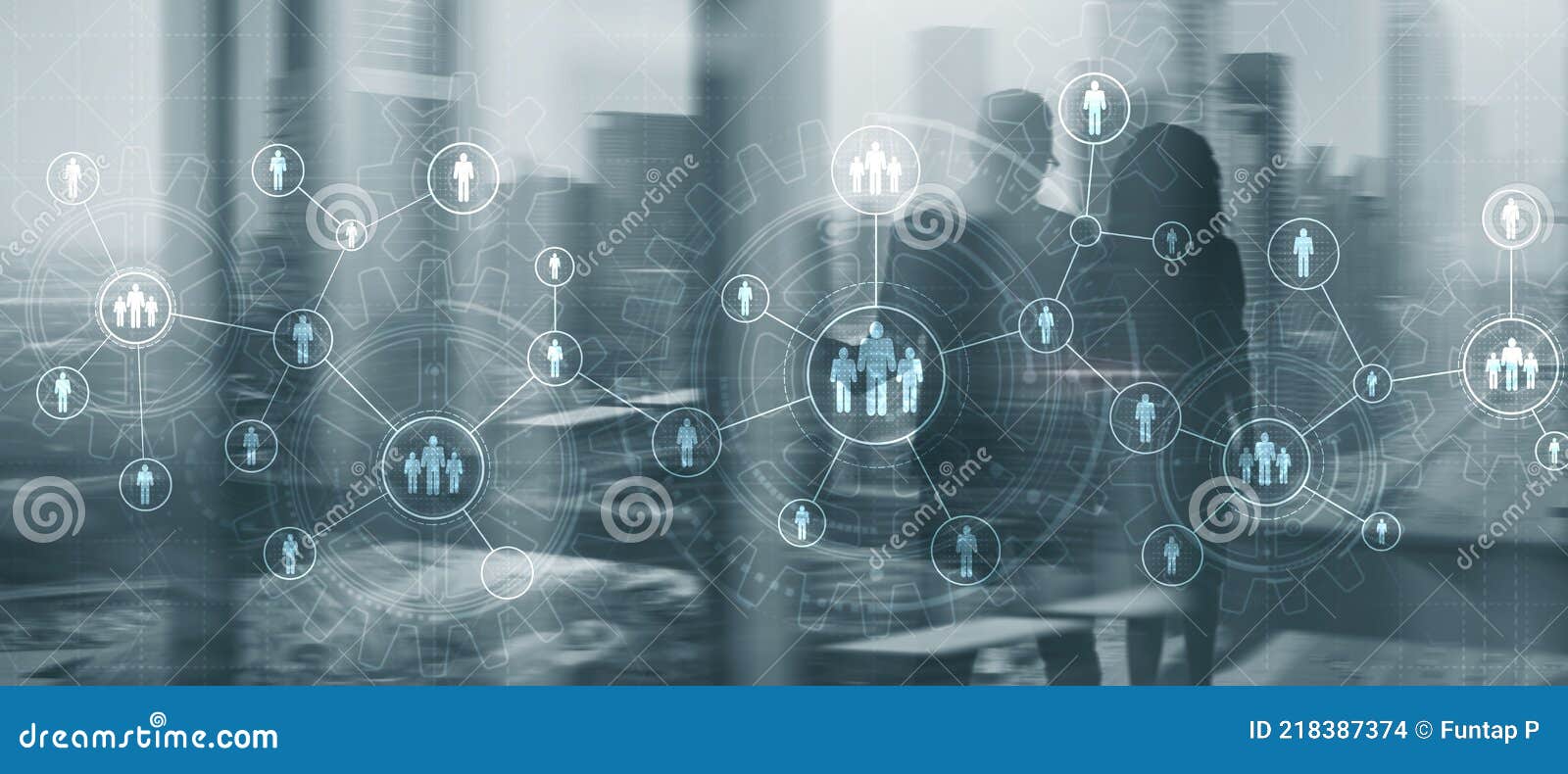 Teamwork. Gears On The Background Of A Modern Office Building And ...