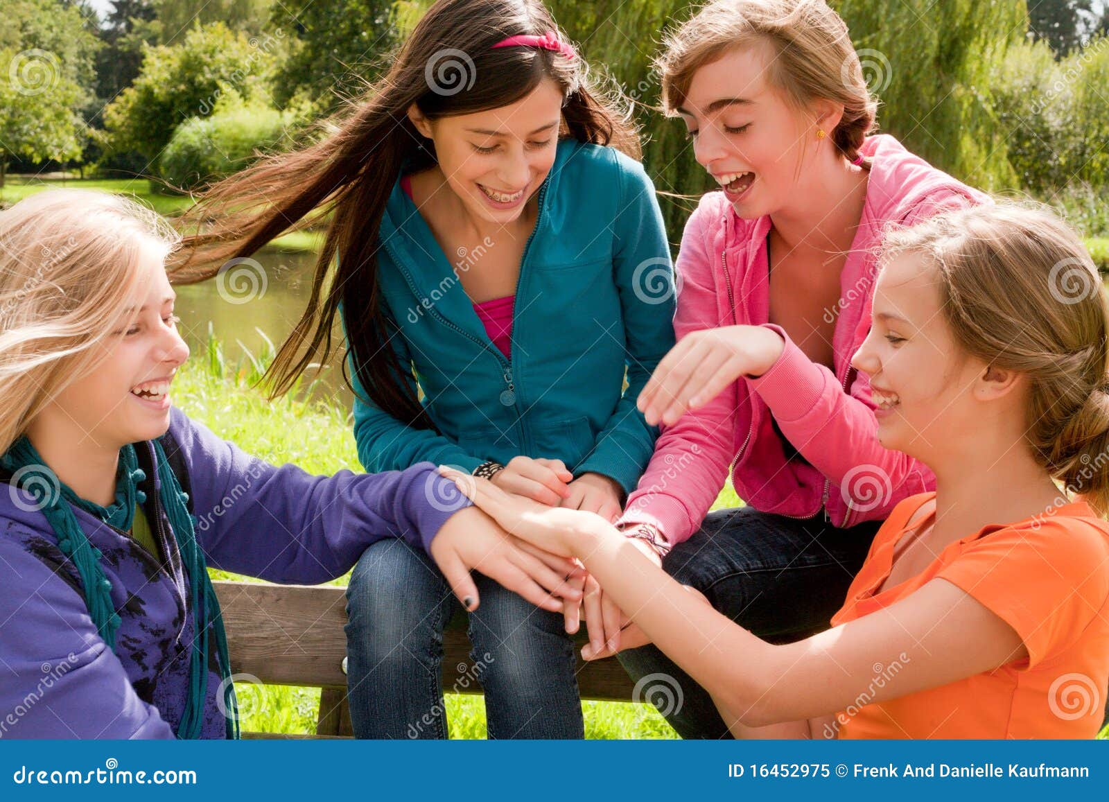 Teamwork with the girls stock image. Image of relationship - 16452975