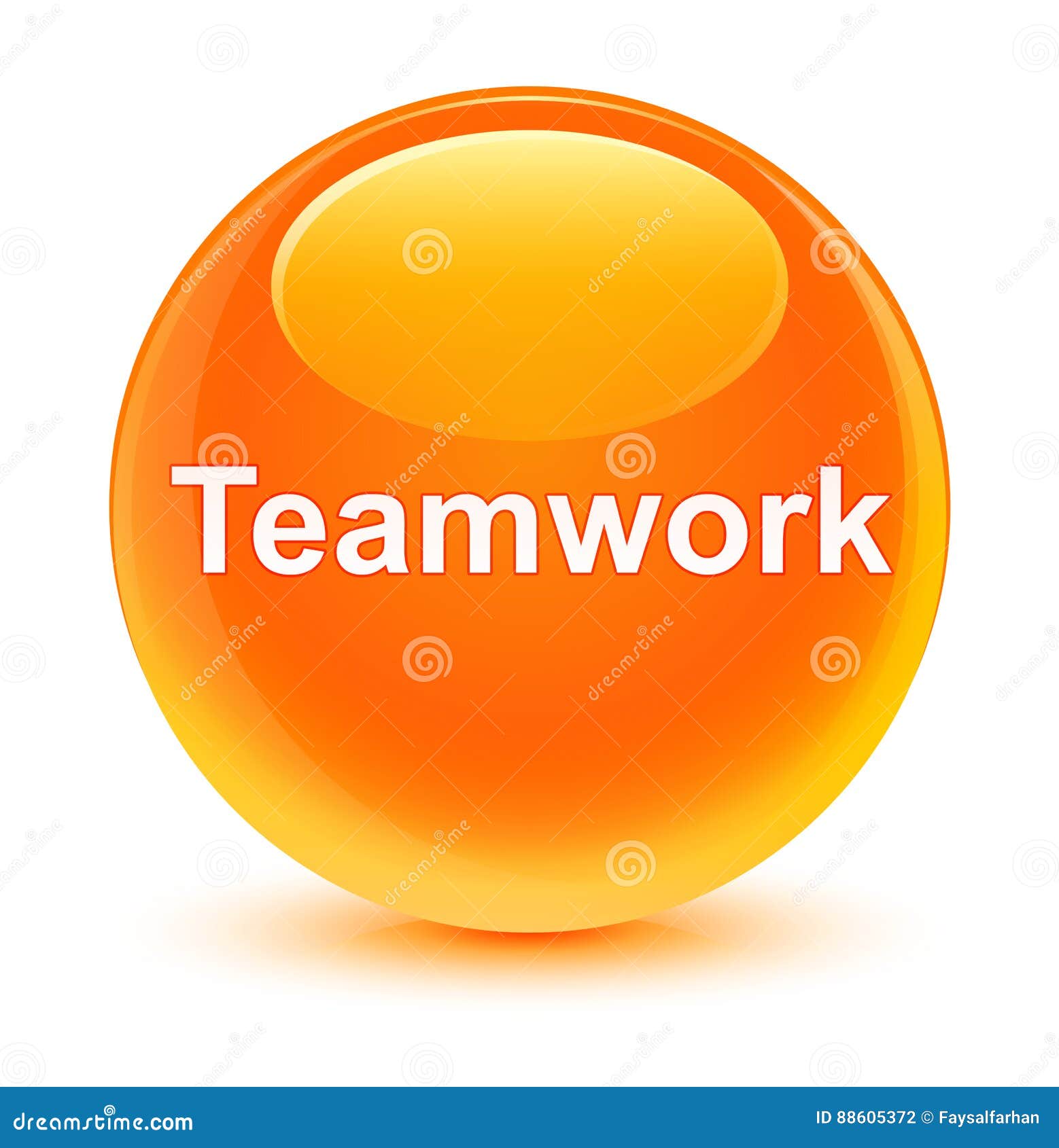 Teamwork Glassy Orange Round Button Stock Illustration - Illustration ...