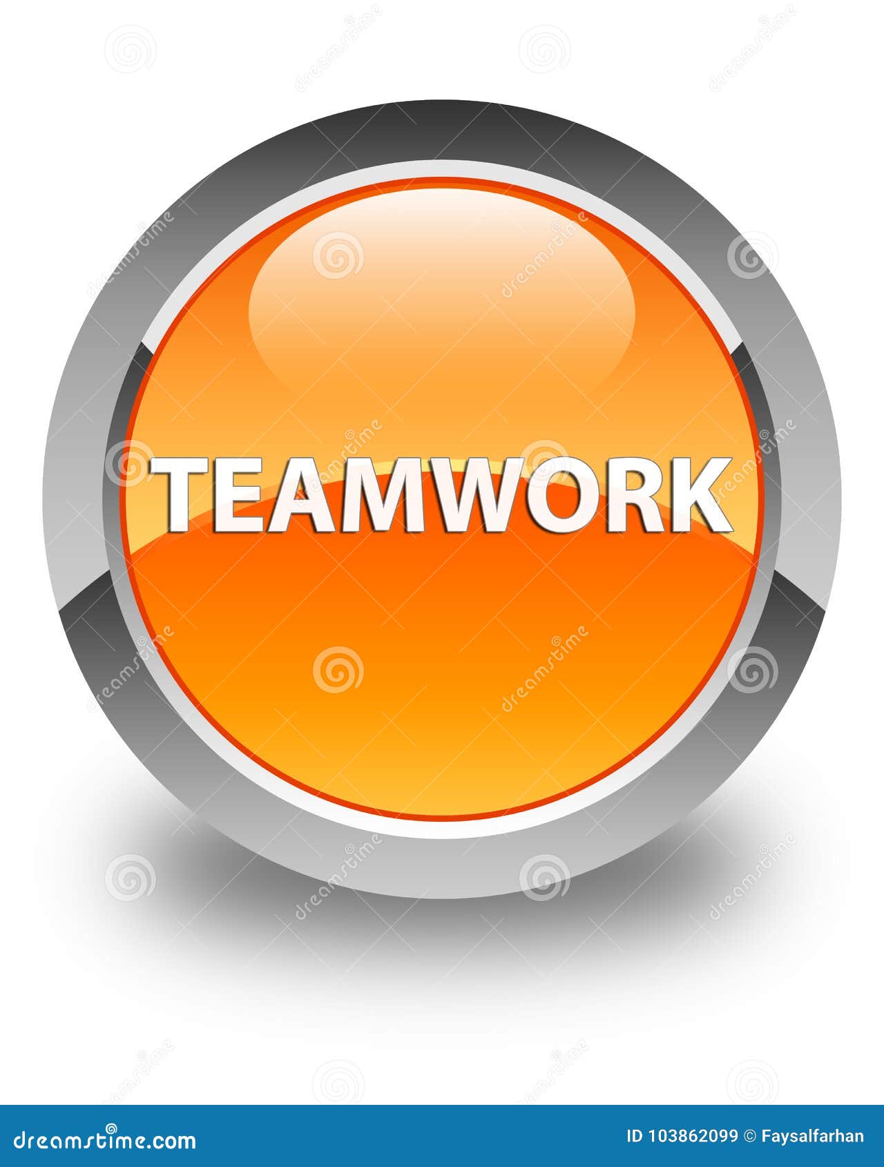 Teamwork Glossy Orange Round Button Stock Illustration - Illustration ...