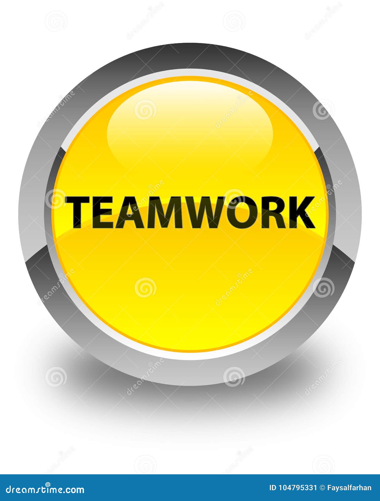 Teamwork Glossy Yellow Round Button Stock Illustration - Illustration ...
